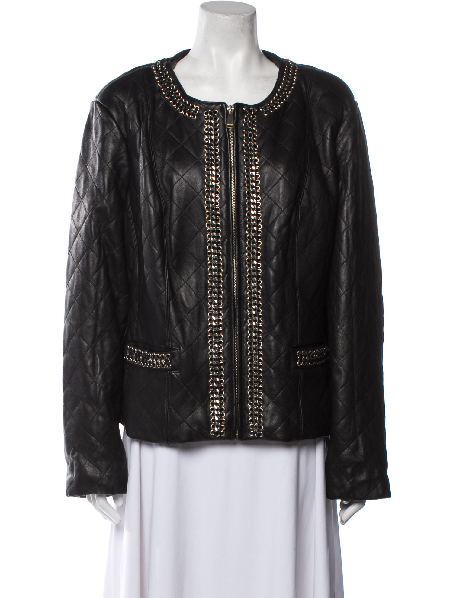 Neiman Marcus Lamb Leather Jacket - Black Jackets, Clothing ...