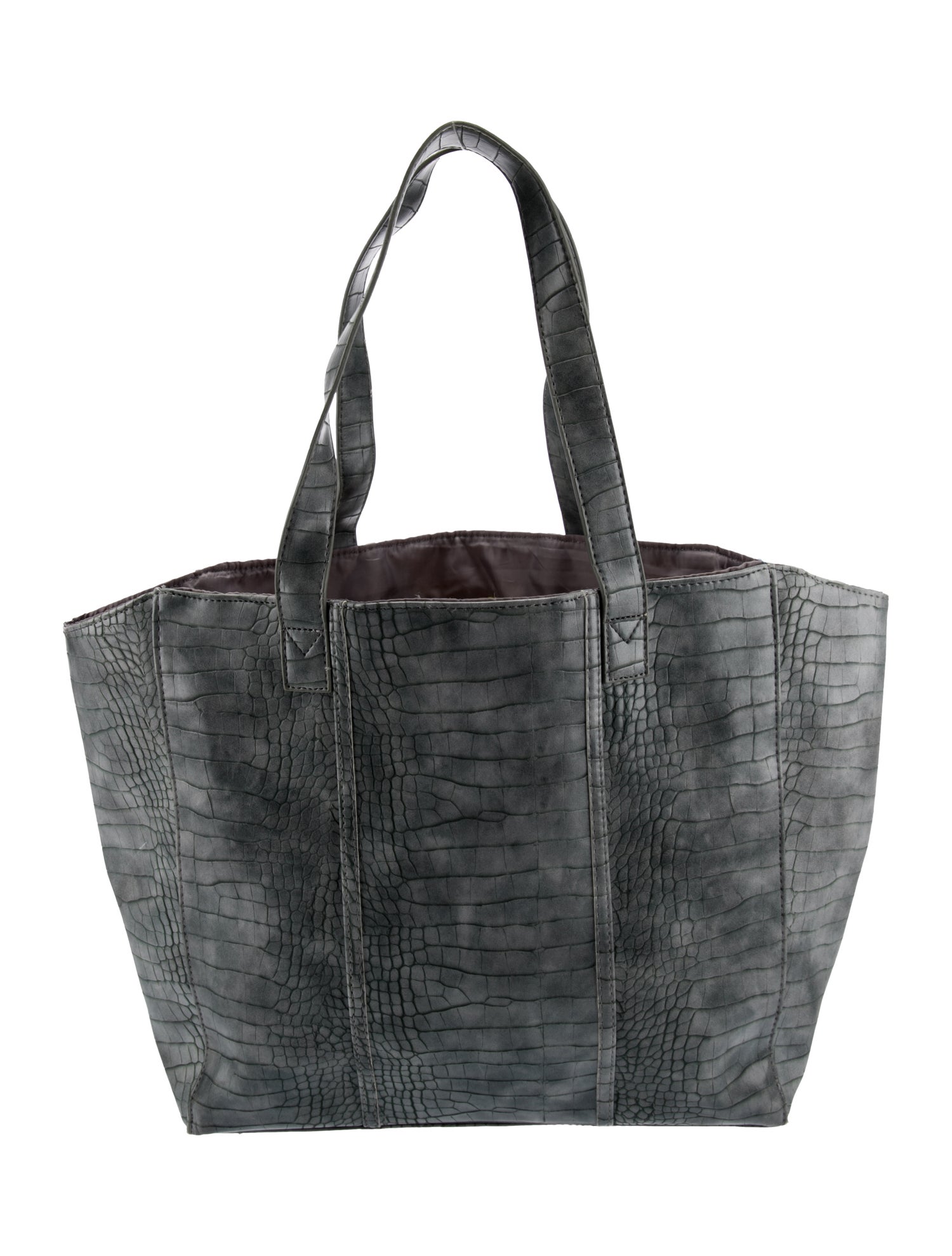 Neiman Marcus Embossed Leather Tote Bag - Grey Totes, Handbags ...