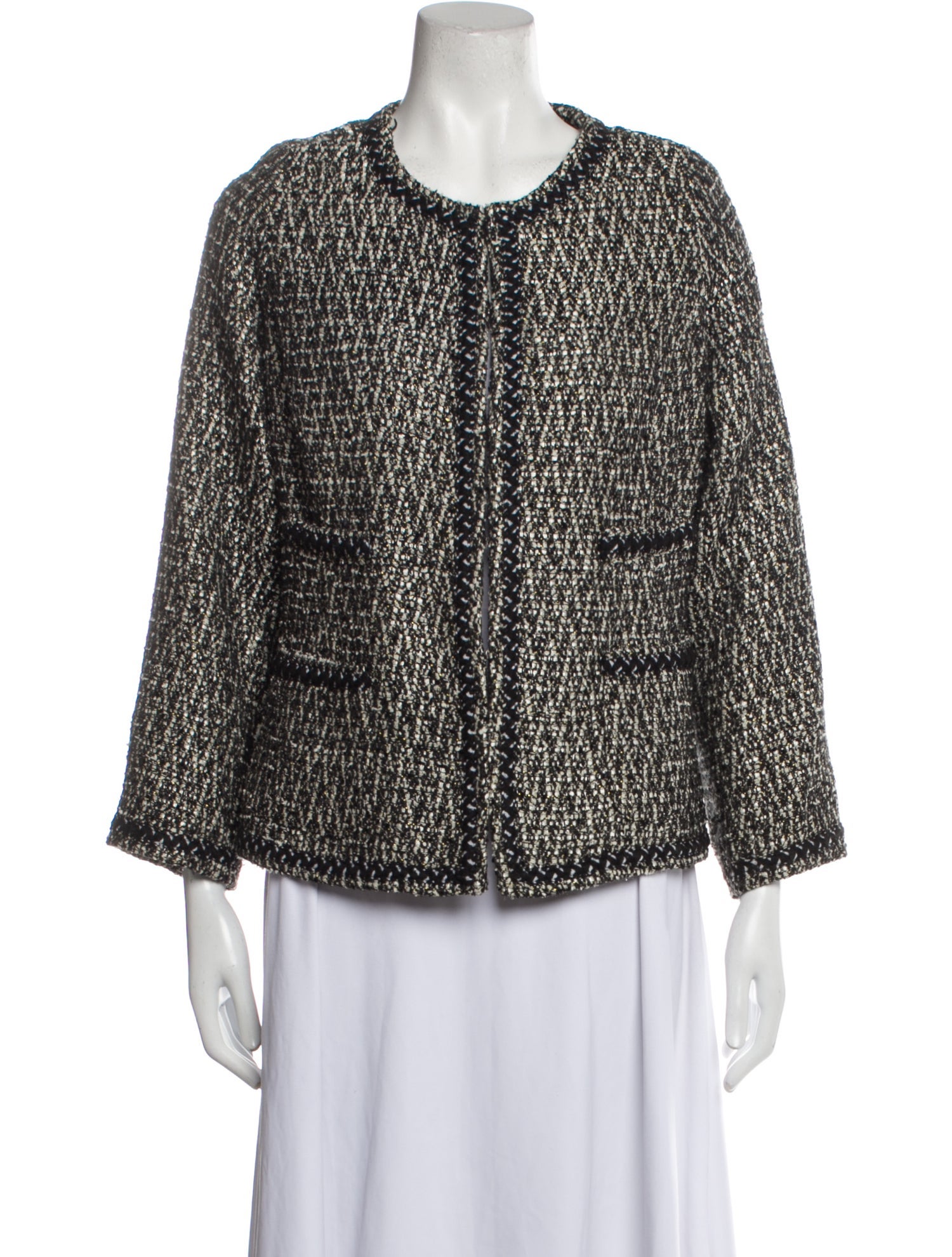 Neiman Marcus Tweed Pattern Jacket - Black Jackets, Clothing ...