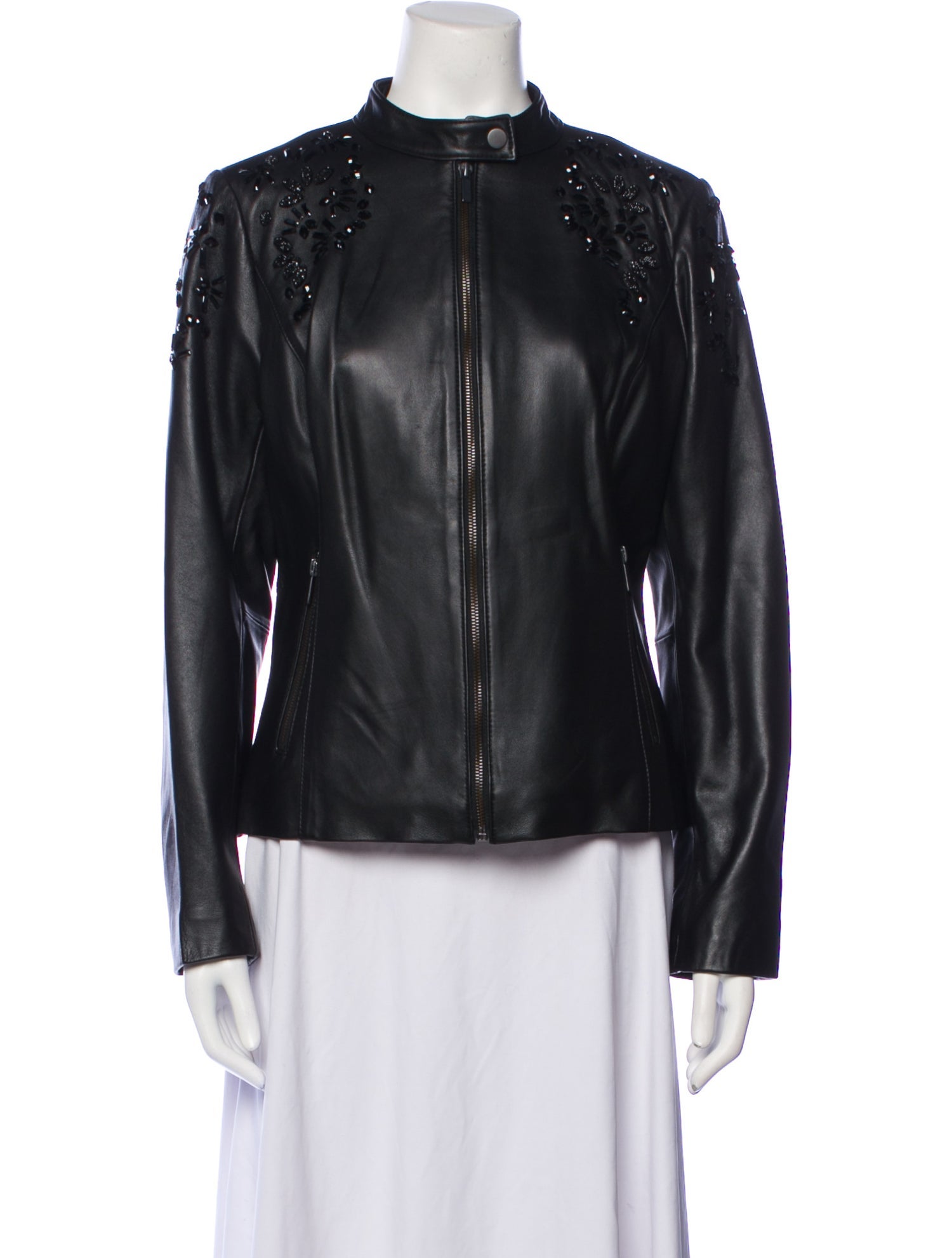 Neiman Marcus Leather Biker Jacket - Black Jackets, Clothing ...