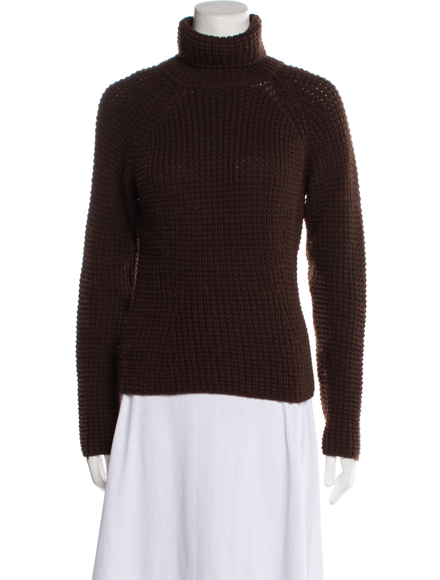 Neiman Marcus Merino Wool Turtleneck Pullover - Brown Sweaters ...