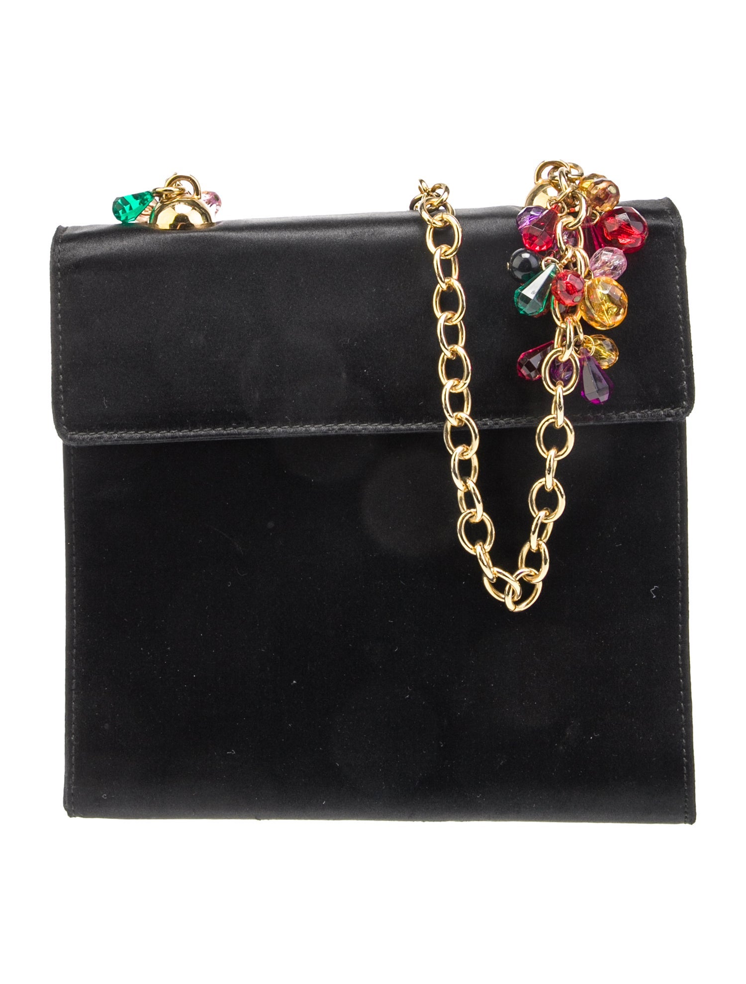 Neiman Marcus Satin Shoulder Bag - Black Shoulder Bags, Handbags ...