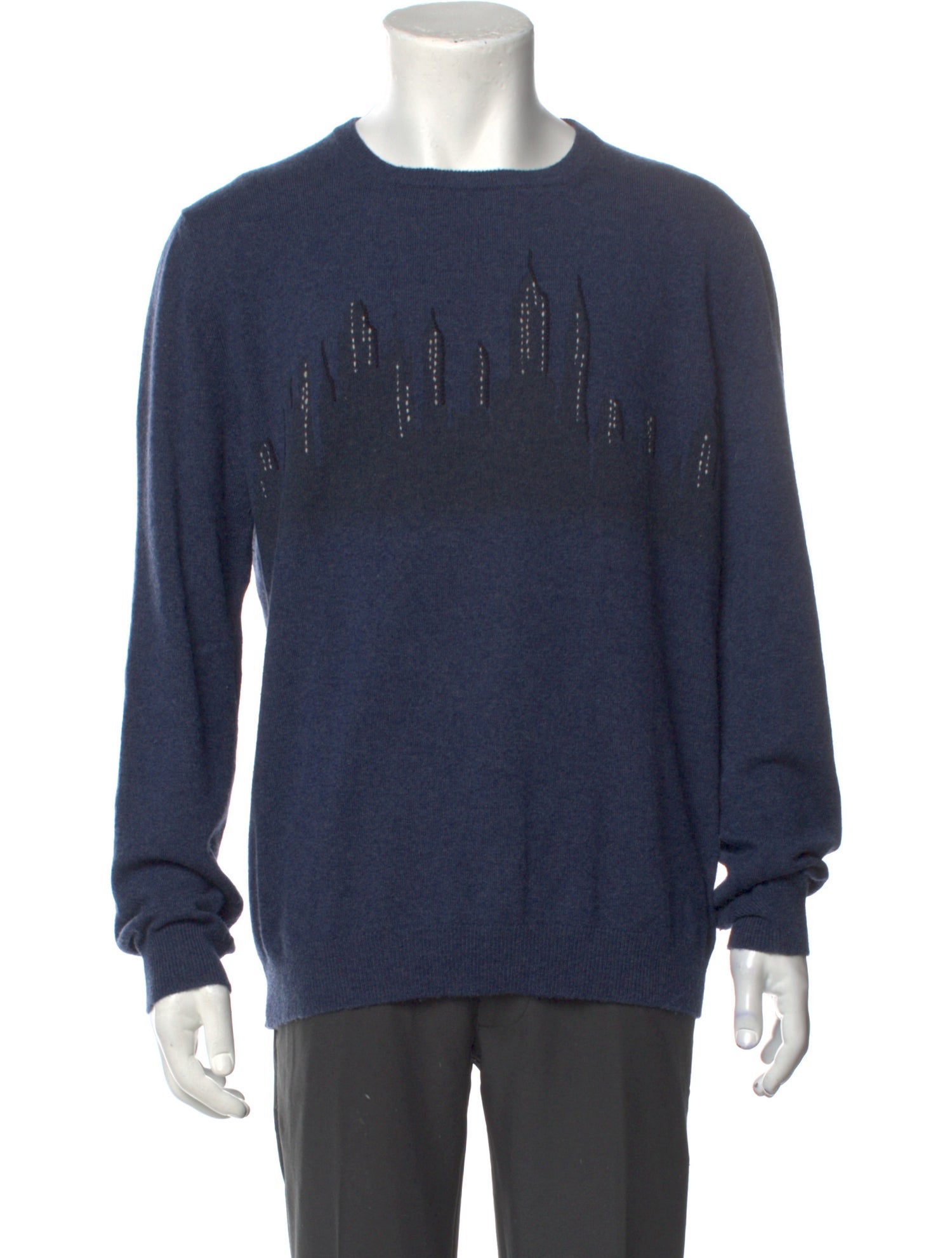Neiman Marcus Cashmere Crew Neck Pullover - Blue Sweaters, Clothing ...