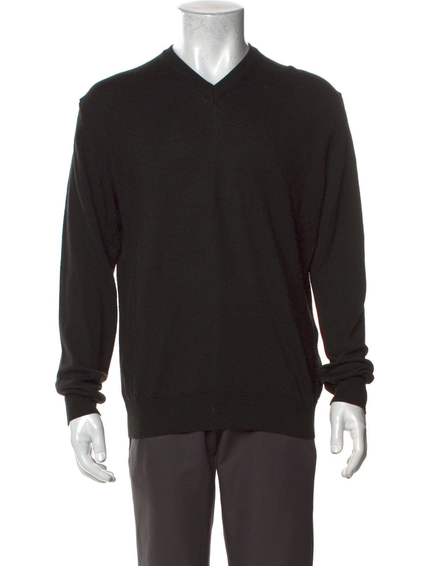 Neiman Marcus V-Neck Long Sleeve Pullover - Black Sweaters, Clothing ...