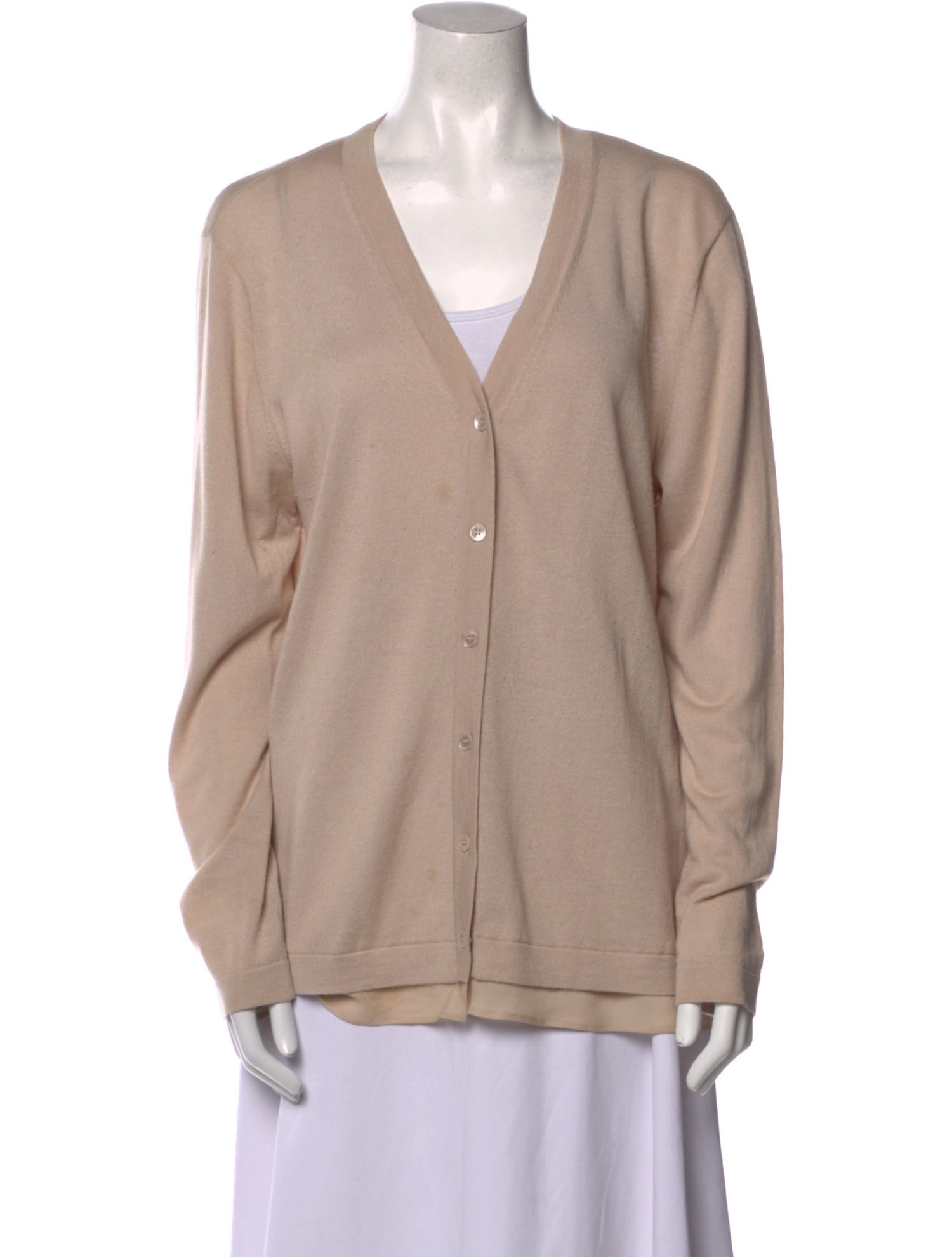 Neiman Marcus Silk V-Neck Sweater - Neutrals Knitwear, Clothing ...