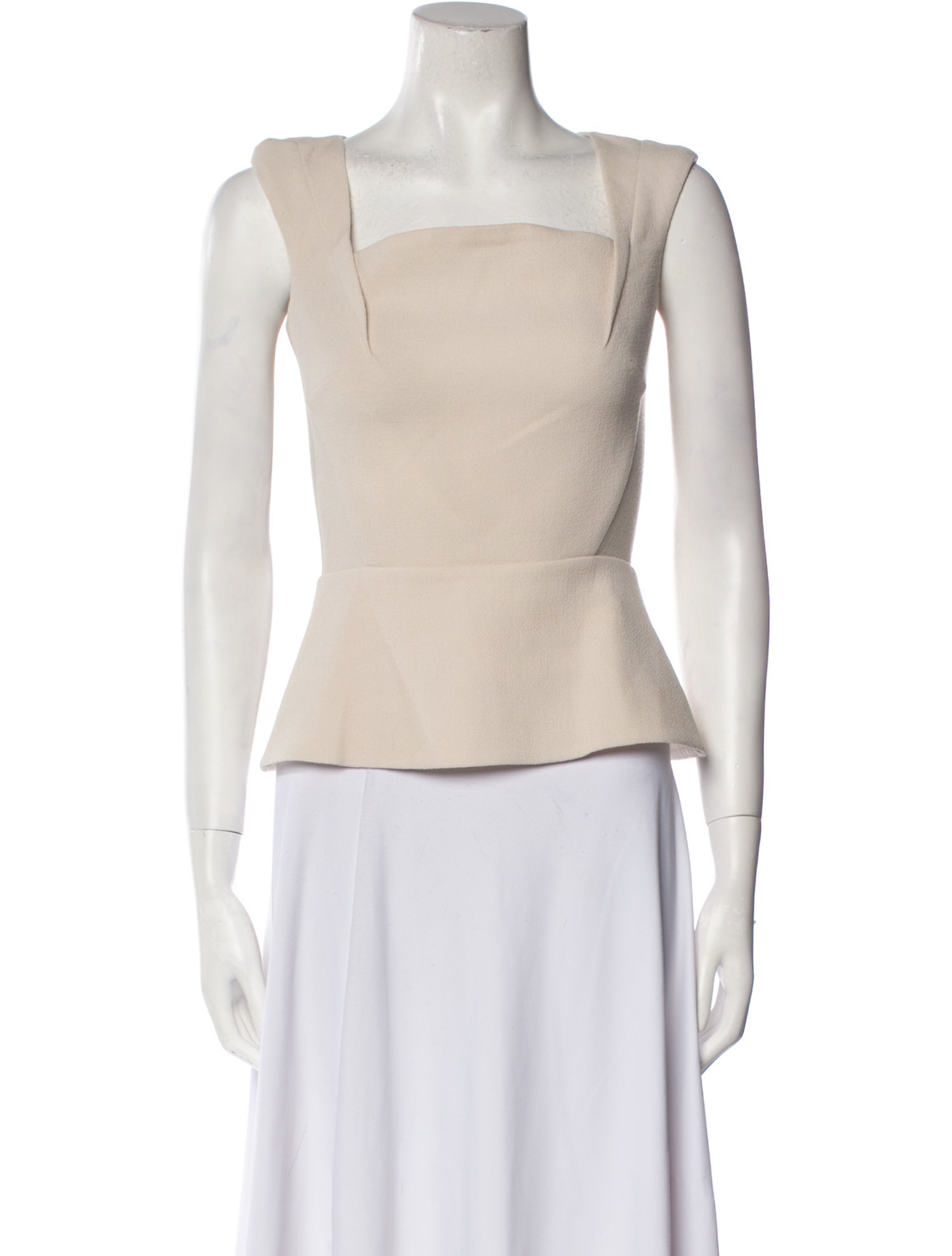 Neiman Marcus Wool Square Neckline Crop Top - Neutrals Tops, Clothing ...