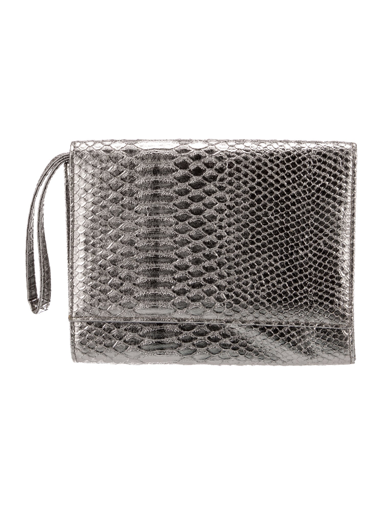 Neiman Marcus Snakeskin Clutch - Grey Clutches, Handbags - NEMRC68207 ...