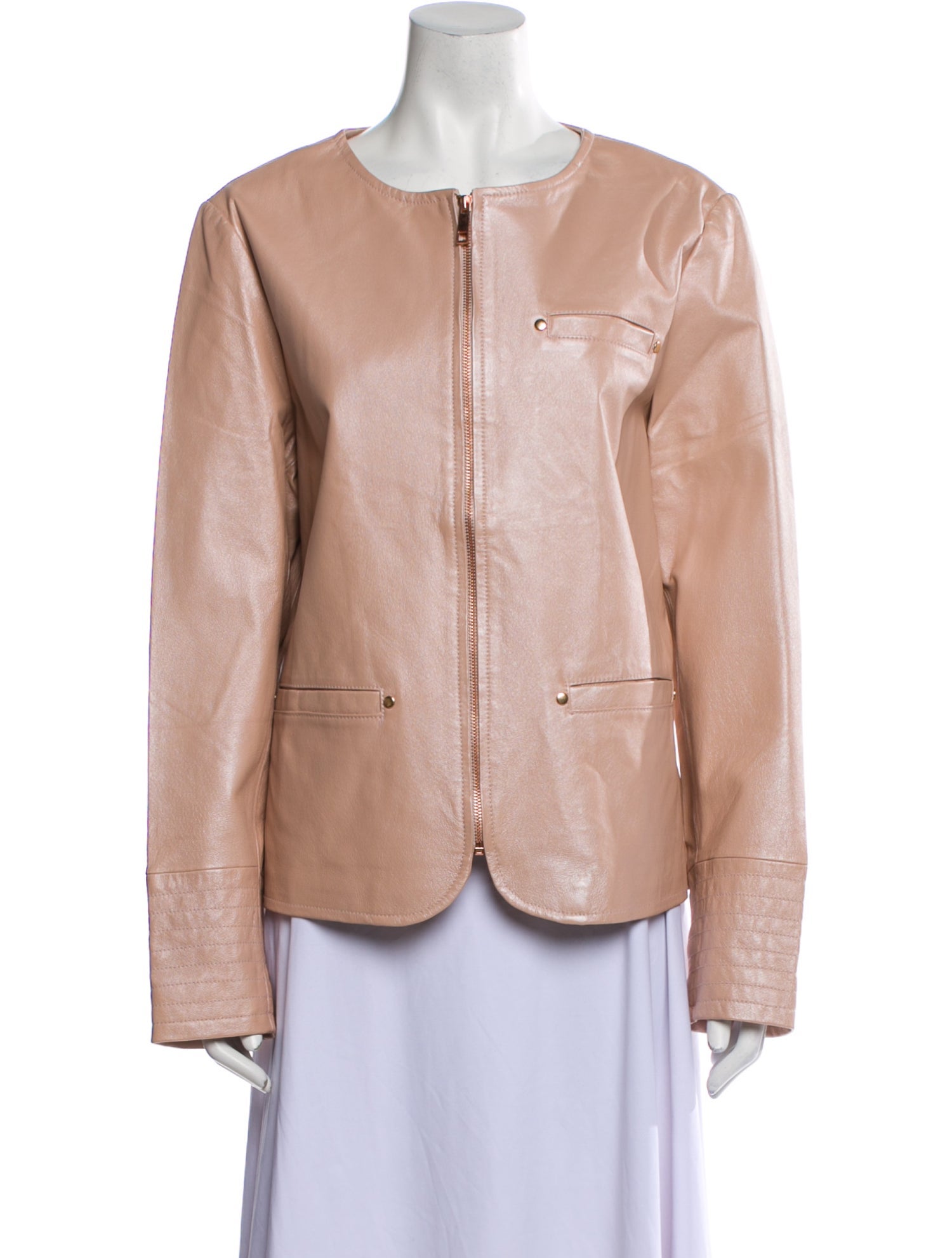 Neiman Marcus Leather Jacket - Pink Jackets, Clothing - NEMRC68960 ...