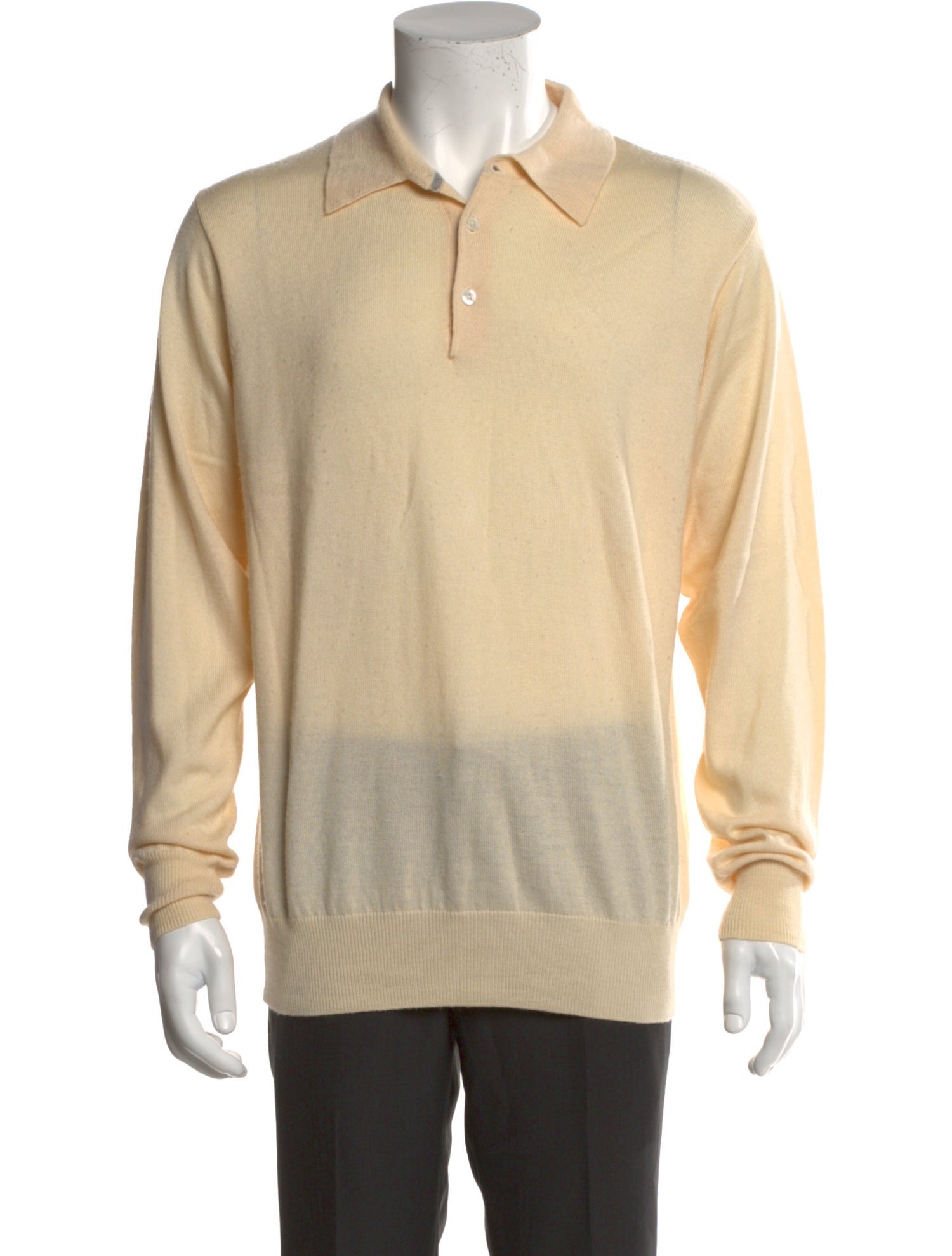 Neiman Marcus Merino Wool Mock Neck Polo Sweater - Yellow Sweaters ...