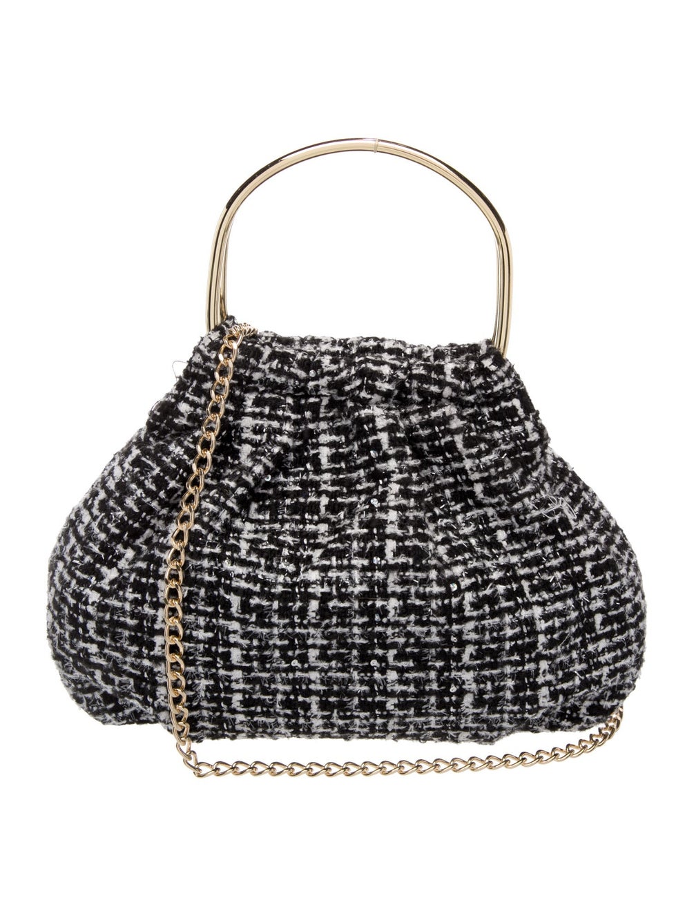 Neiman Marcus Tweed Top Handle Bag - Black Handle Bags, Handbags ...