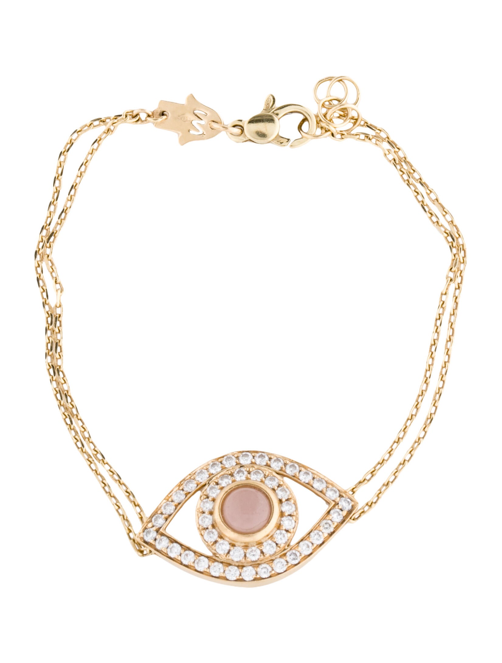 Netali Nissim 18K Diamond & Glass Evil Eye Station Bracelet - Pink, 18K Yellow Gold Station ...