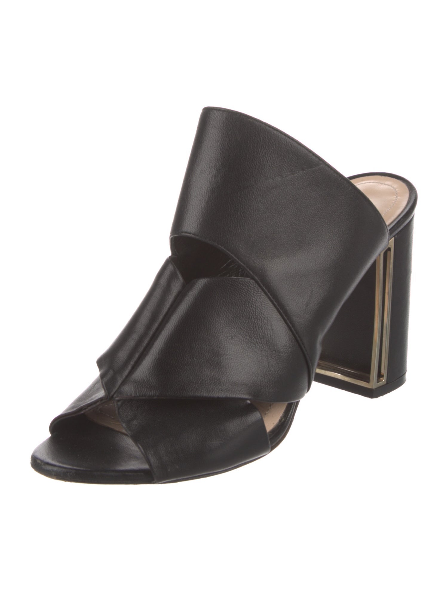 Nº 21 Satin Colorblock Pattern Slides - Black Sandals, Shoes - NO232988 ...