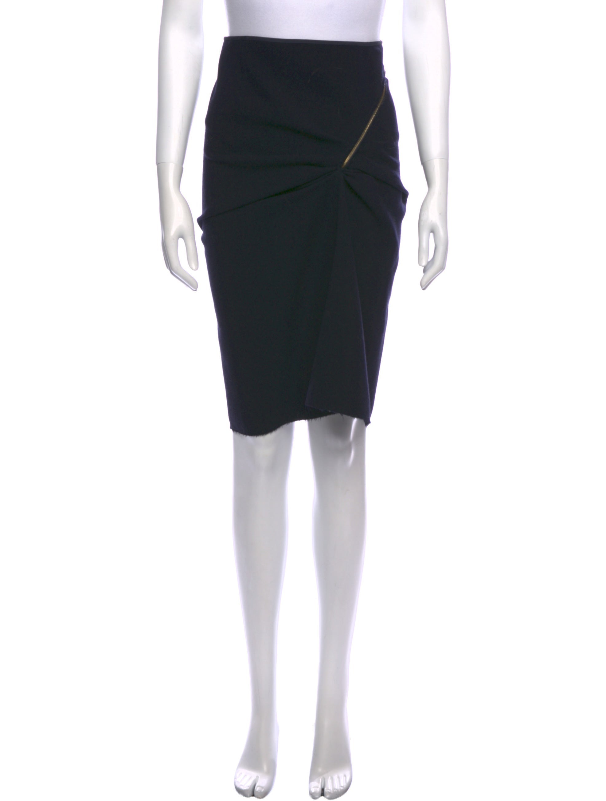 Nina Ricci Raw-Edge Trim Knee-Length Skirt - Blue Skirts, Clothing ...