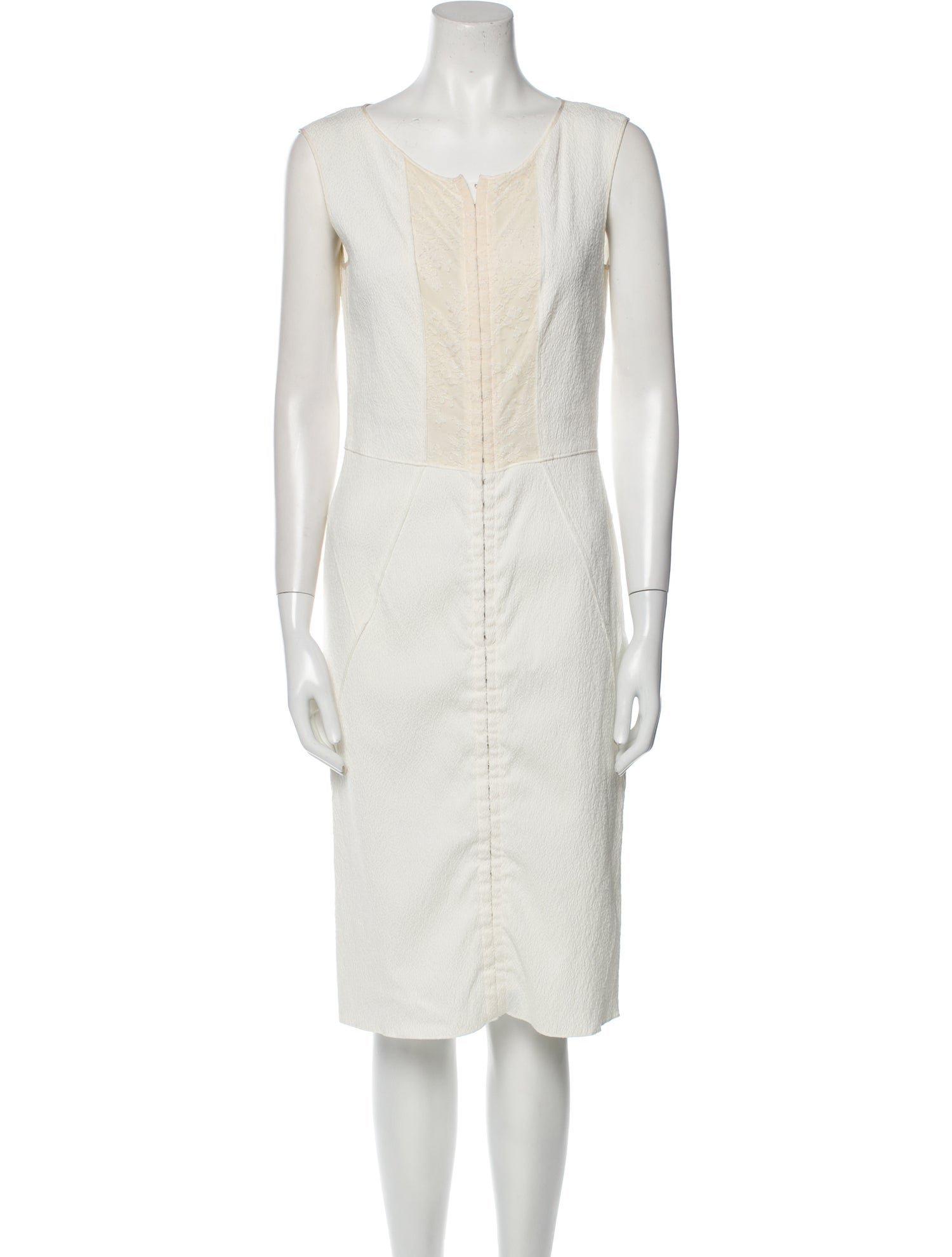 Nina Ricci Scoop Neck Knee-Length Dress - Neutrals Dresses, Clothing ...