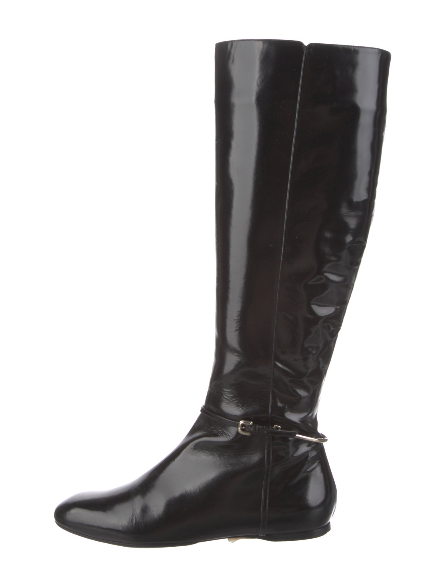 Nina Ricci Patent Leather Riding Boots - Black Boots, Shoes - NIN49265 ...