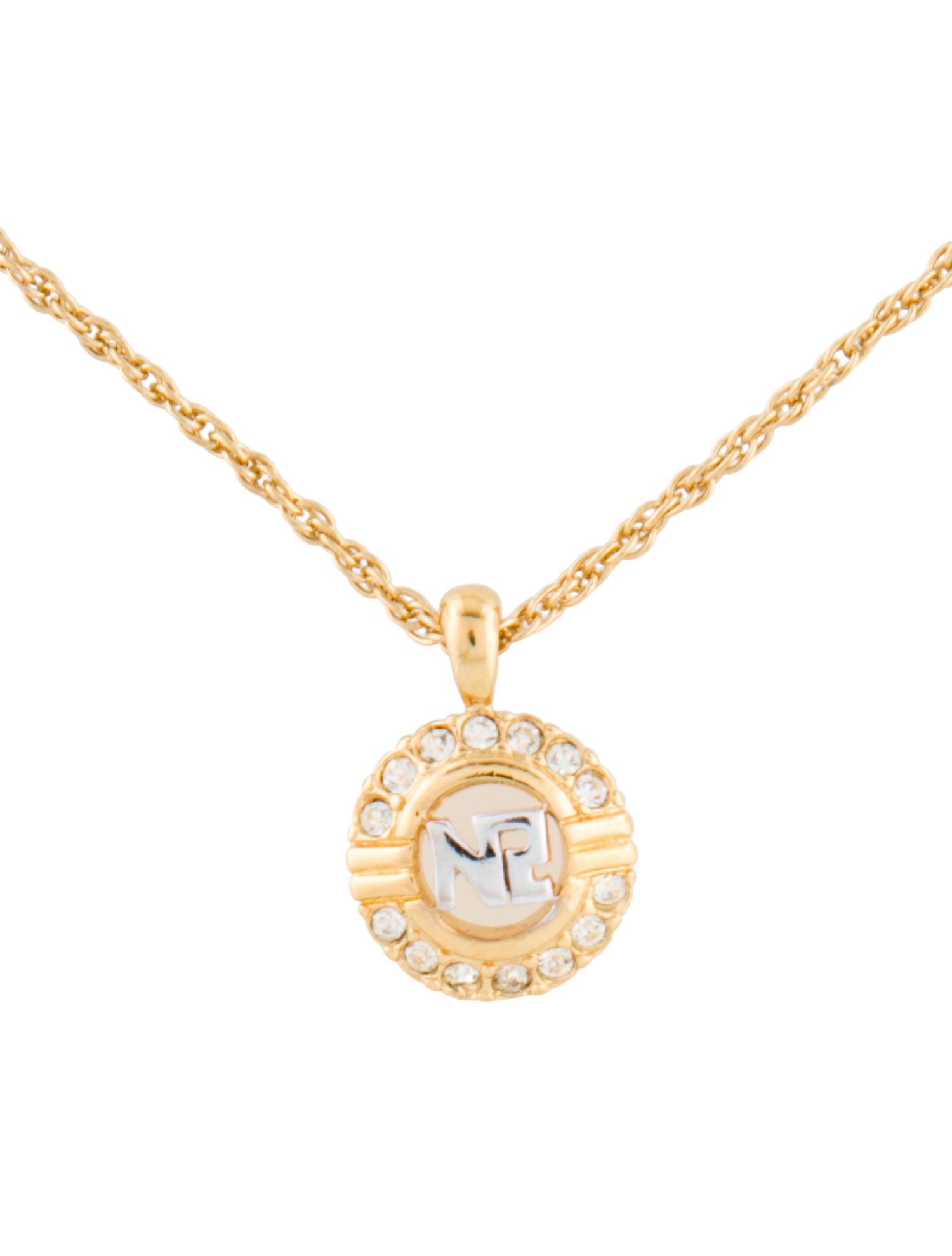 Nina Ricci Crystal Pendant Necklace - Gold-Tone Metal Pendant Necklace ...