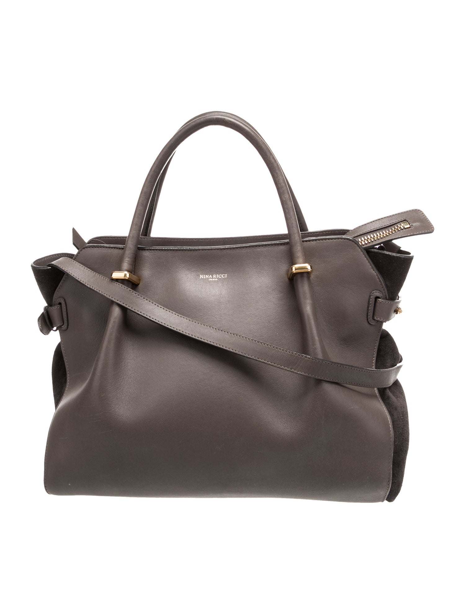 Nina Ricci Leather Top Handle Bag - Grey Handle Bags, Handbags ...