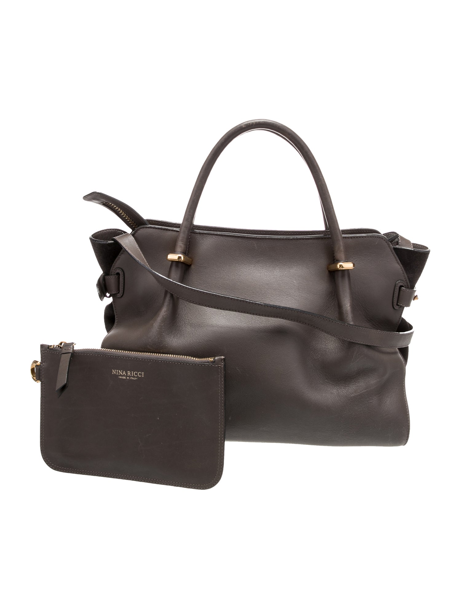 Nina Ricci Leather Top Handle Bag - Grey Handle Bags, Handbags ...
