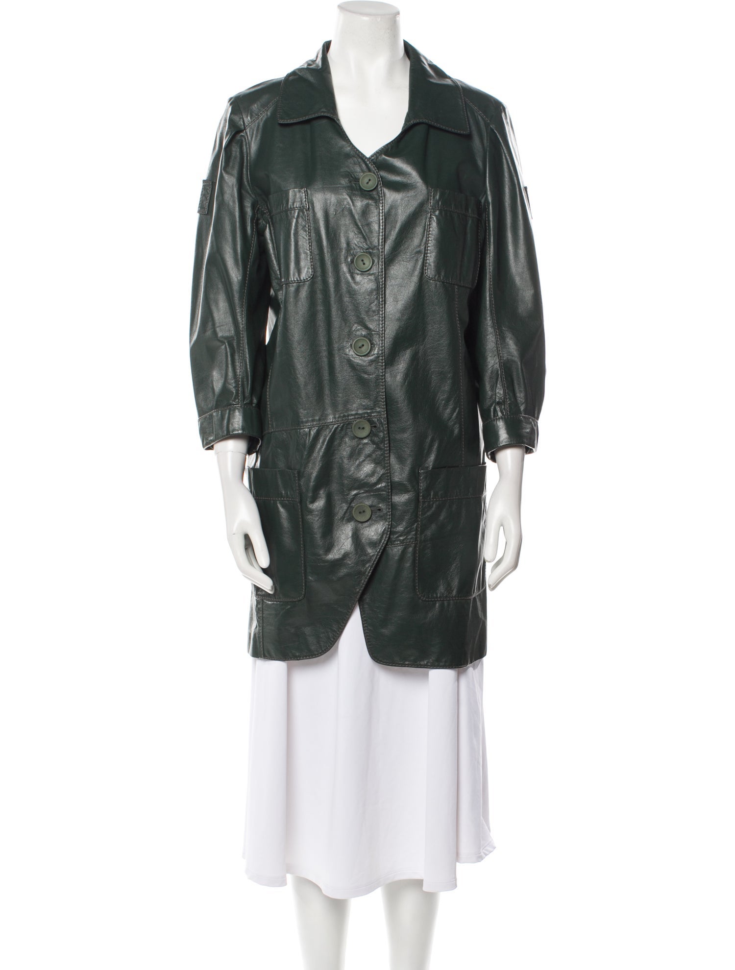 Nina Ricci Lambskin Trench Coat - Green Coats, Clothing - NIN49887 ...