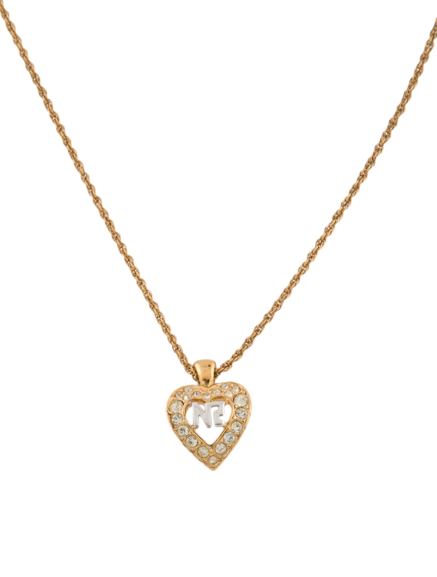 Nina Ricci Crystal Logo Heart Pendant Necklace - Gold-Tone Metal ...