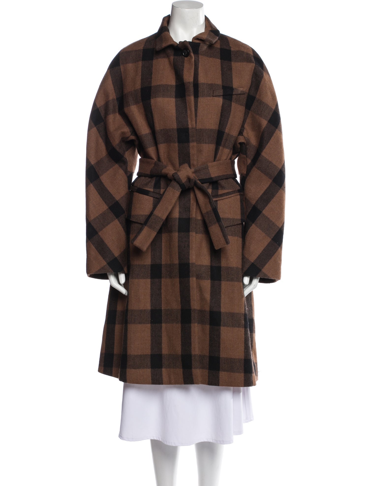 Nº 21 Plaid Print Trench Coat - Brown Coats, Clothing - NO234525 | The ...