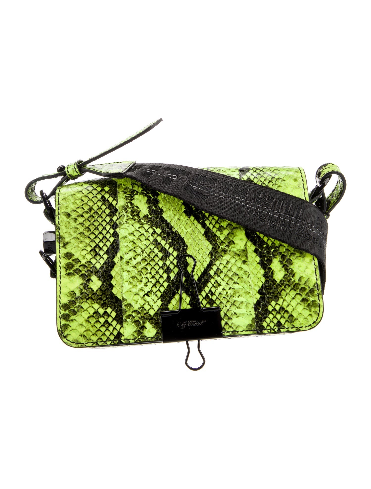 Off-White Embossed Binder Clip Crossbody Bag - Green Shoulder Bags ...