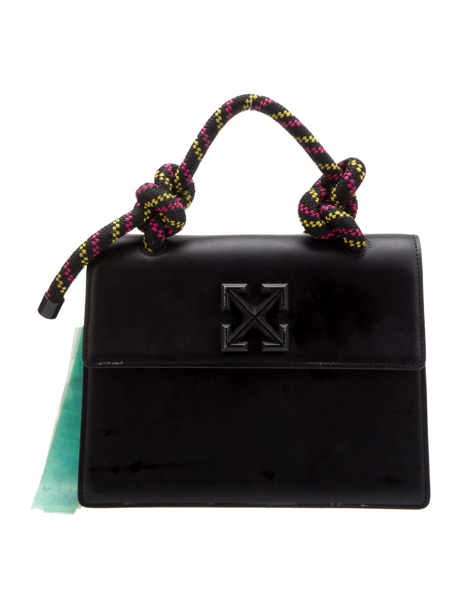 Off-White Leather Top Handle Bag - Black Handle Bags, Handbags ...