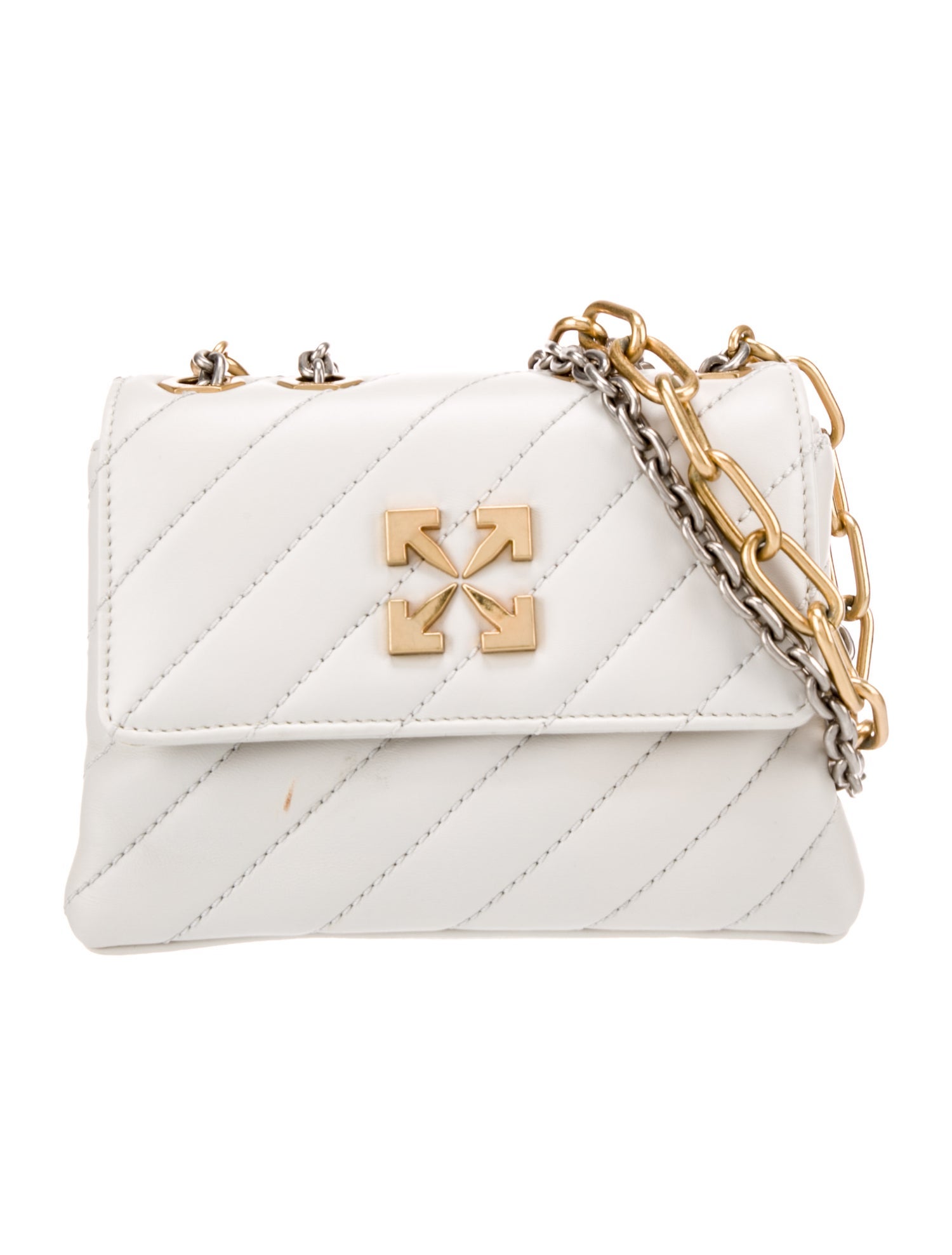 Off-White Quilted Shoulder Bag - White Shoulder Bags, Handbags ...