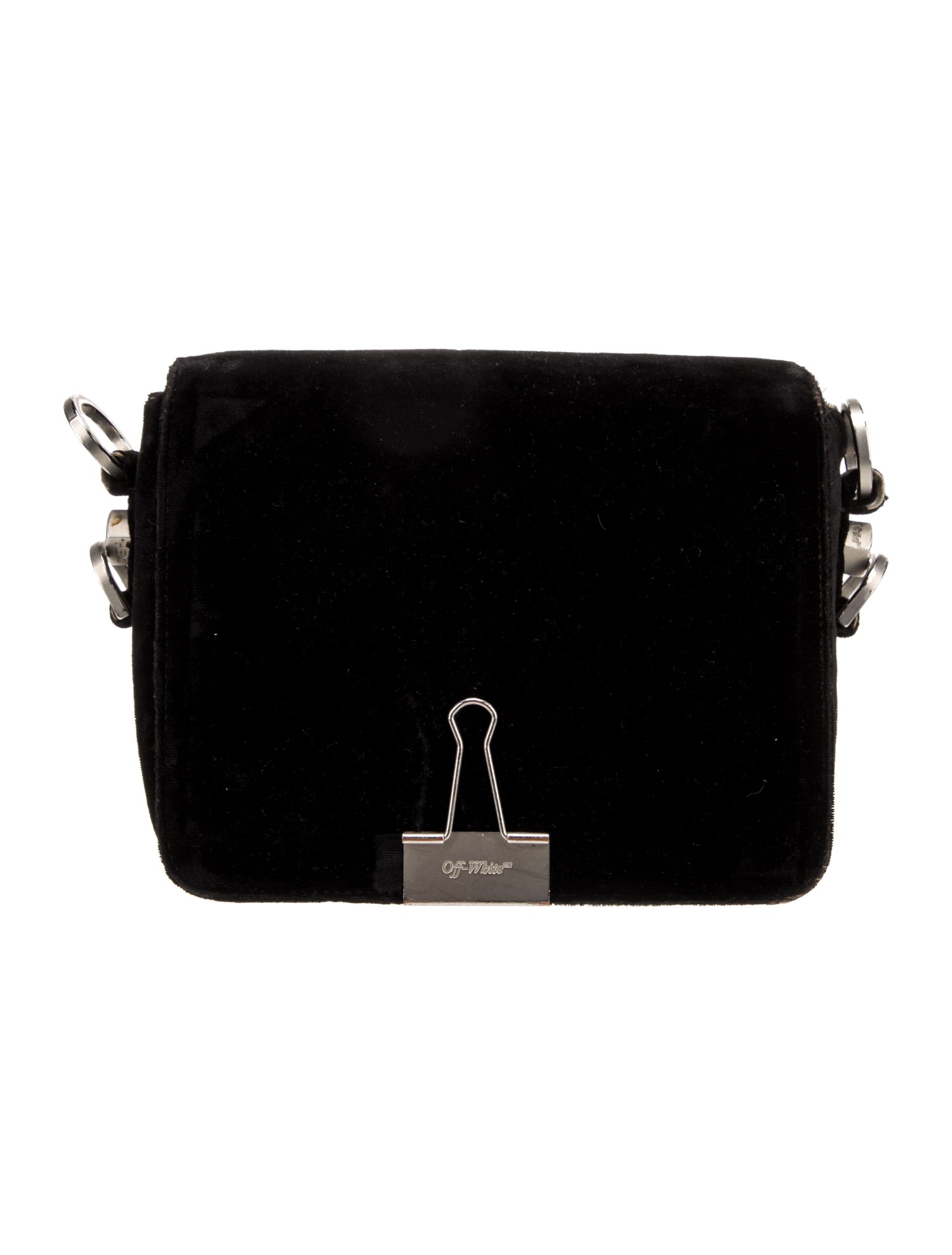 Off-White Velvet Suede Binder Clip - Black Crossbody Bags, Handbags ...