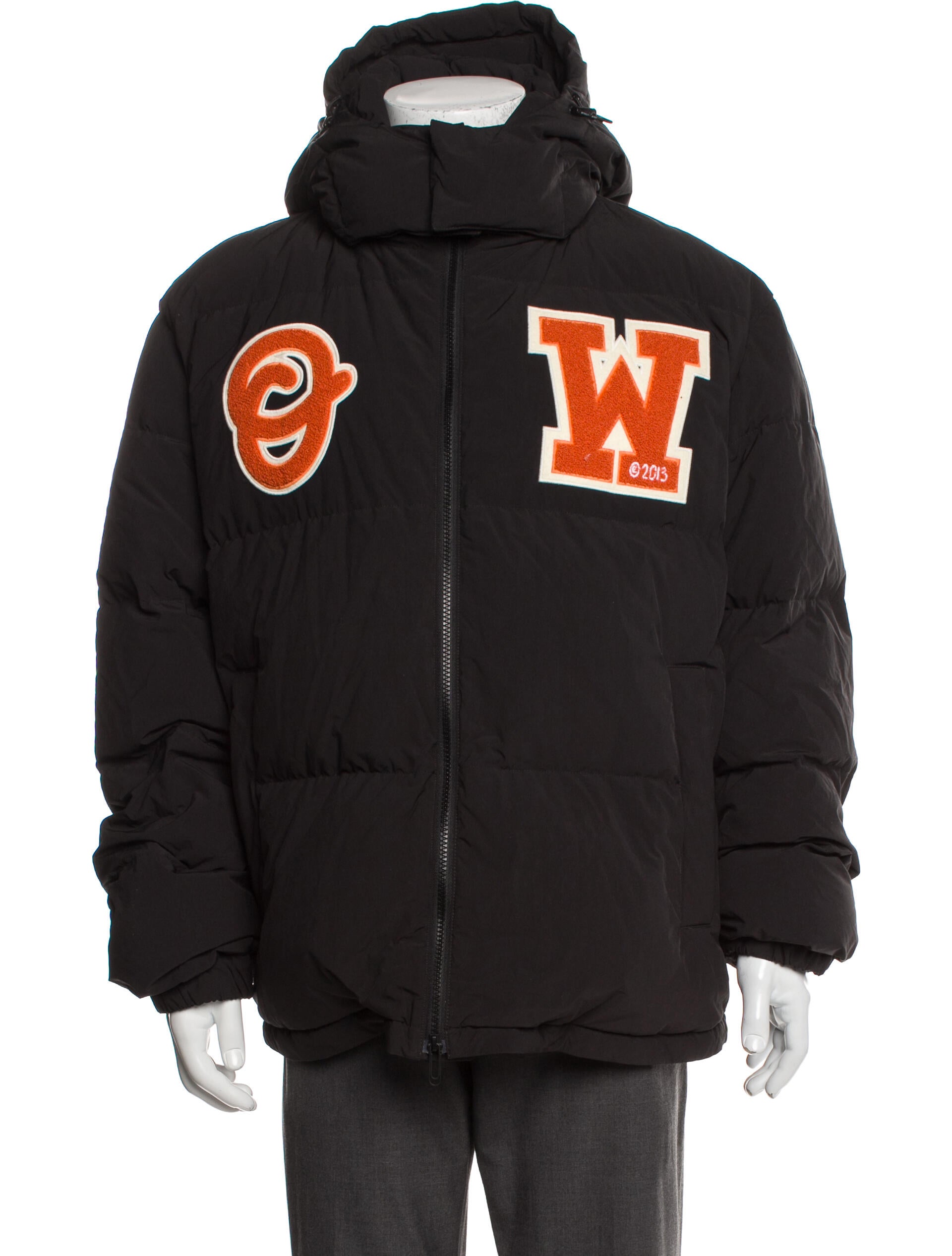 Off-White Graphic Print Puffer Coat - Black Outerwear, Clothing ...