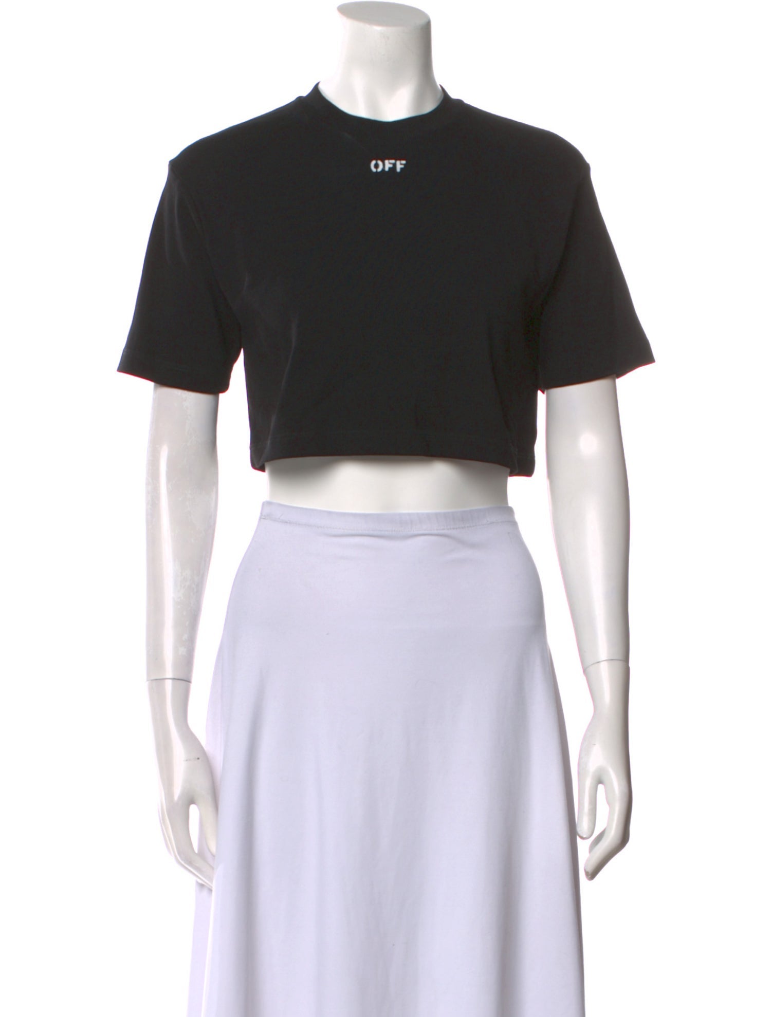 Off-White 2020 Crew Neck Crop Top - Black Tops, Clothing - OFFVA79986 ...