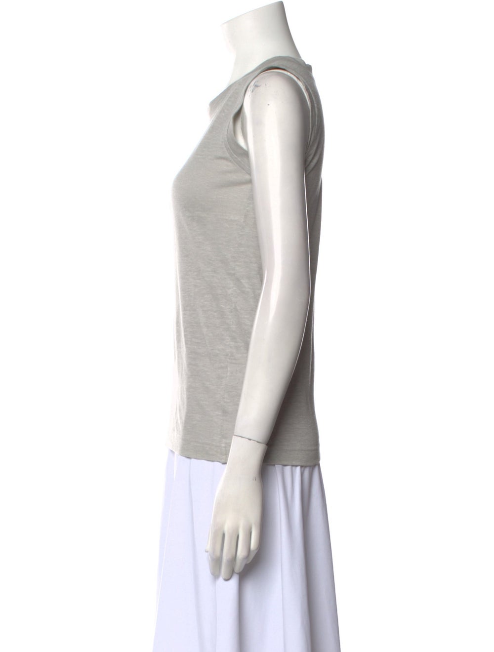 100% Capri Tank Top Grey Crew Neck - Gem