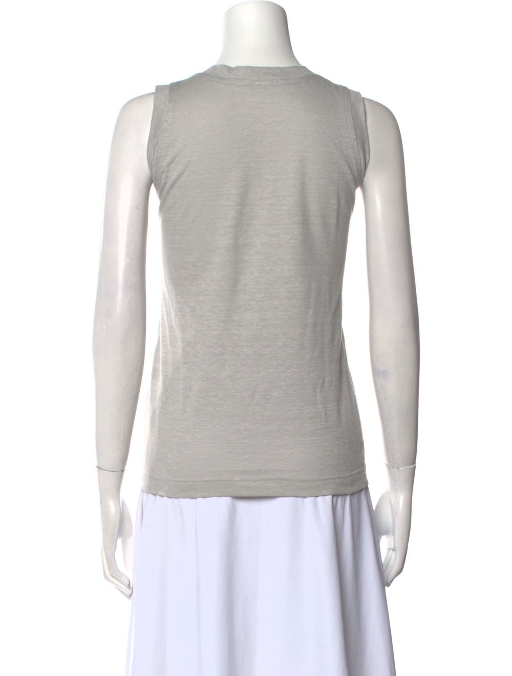 100% Capri Tank Top Grey Crew Neck - Gem