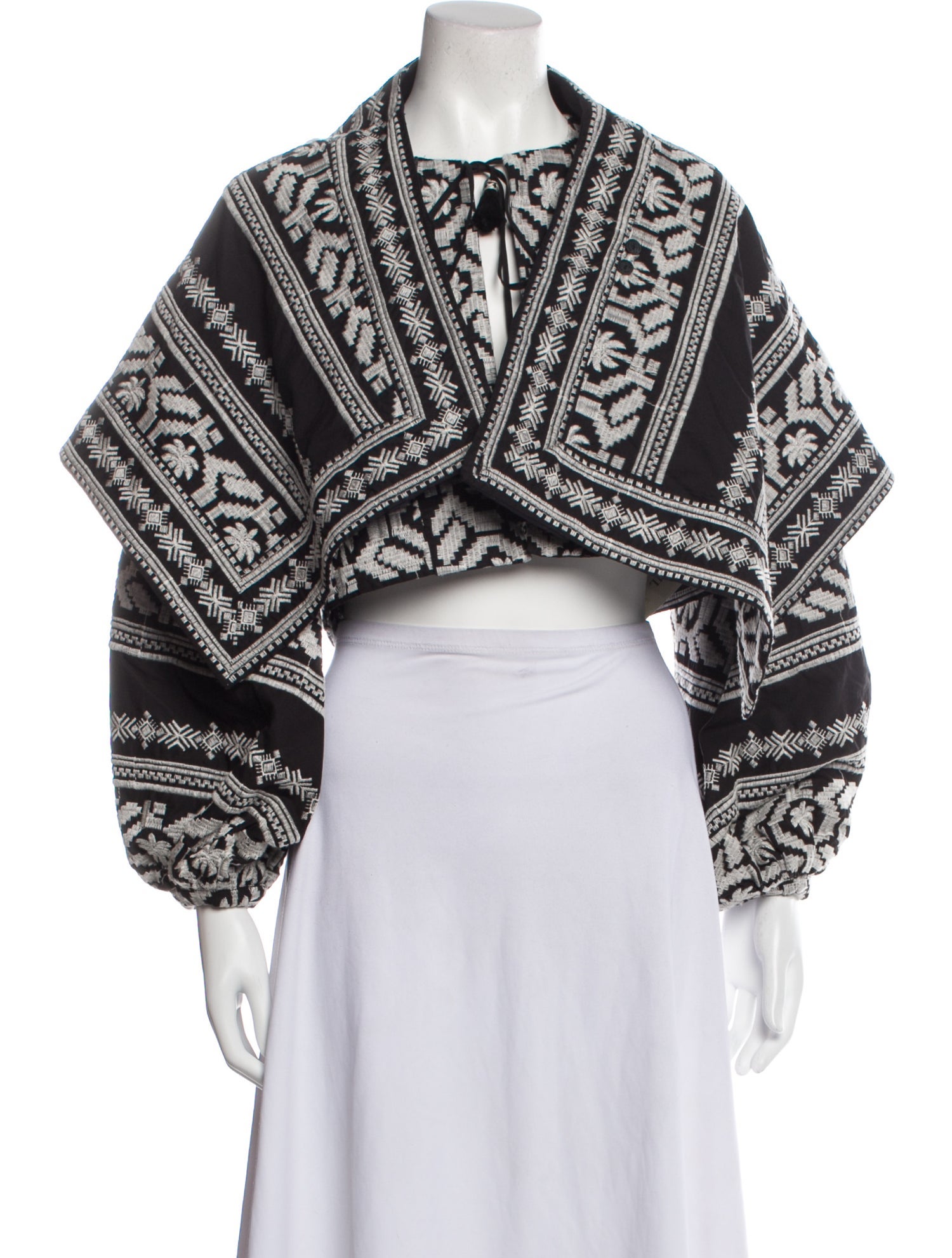 Johanna Ortiz Patterned Embroidered Accent Skirt Set - Black Suits and ...