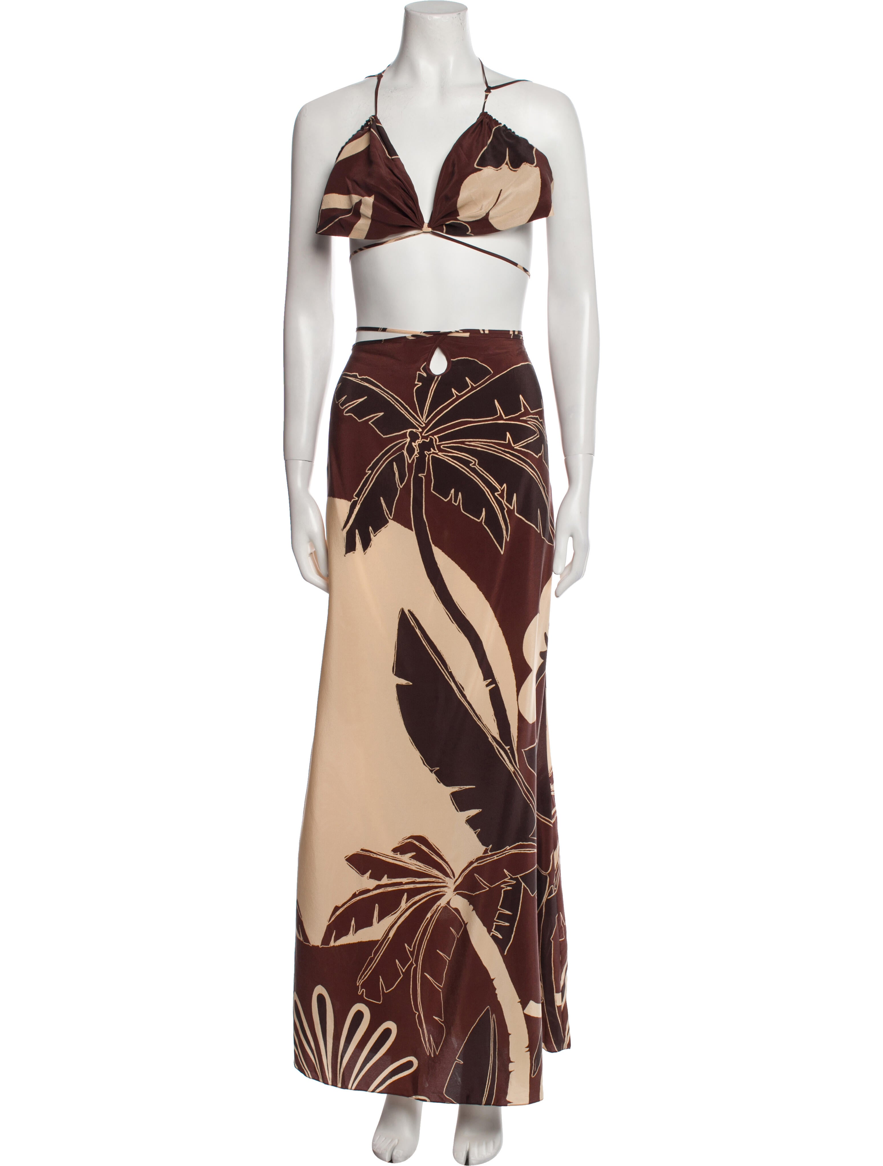 Johanna Ortiz Silk Printed Skirt Set - Brown Suits and Sets, Clothing ...