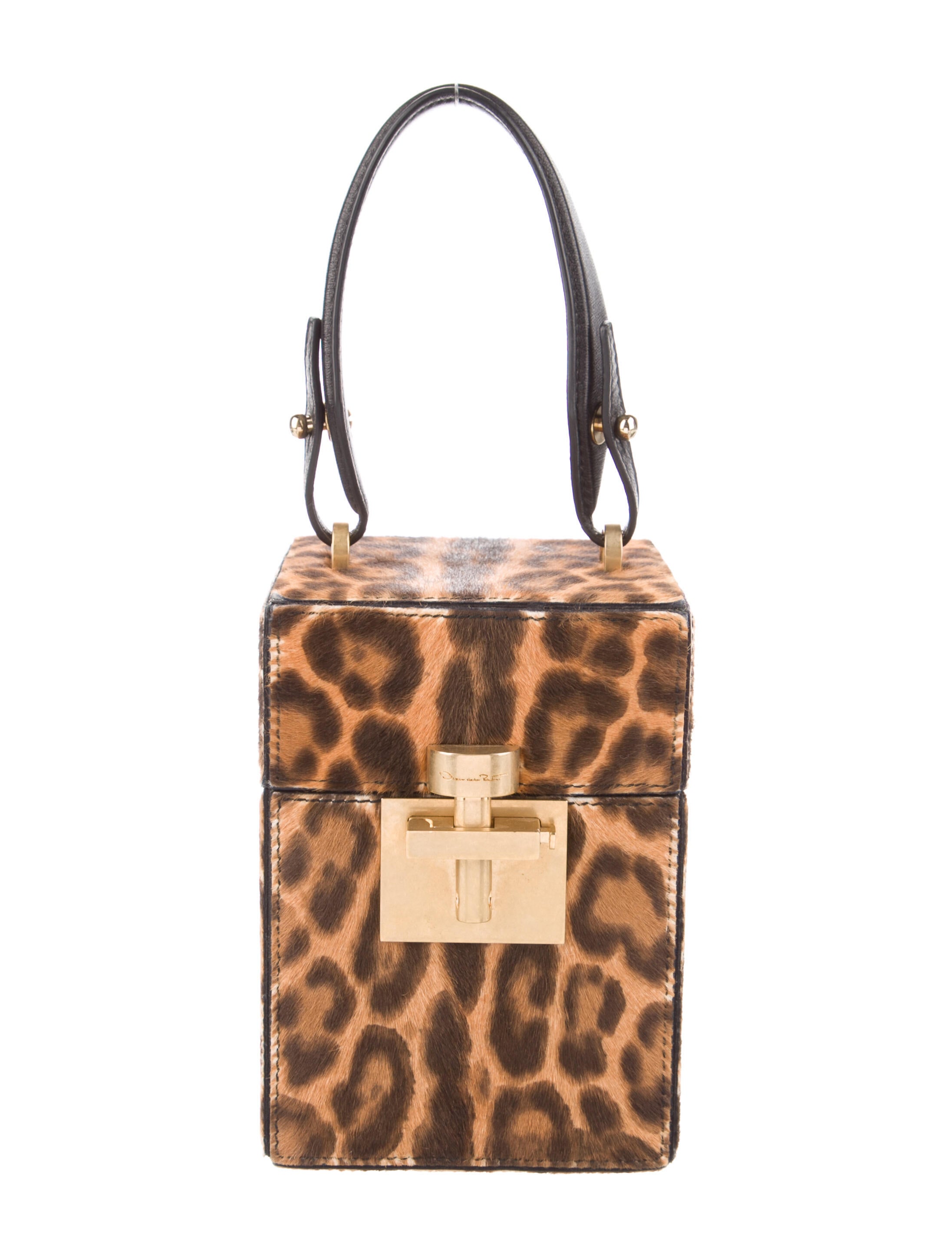 Oscar de la Renta Leopard Print Ponyhair Alibi Handle Bag - Brown ...
