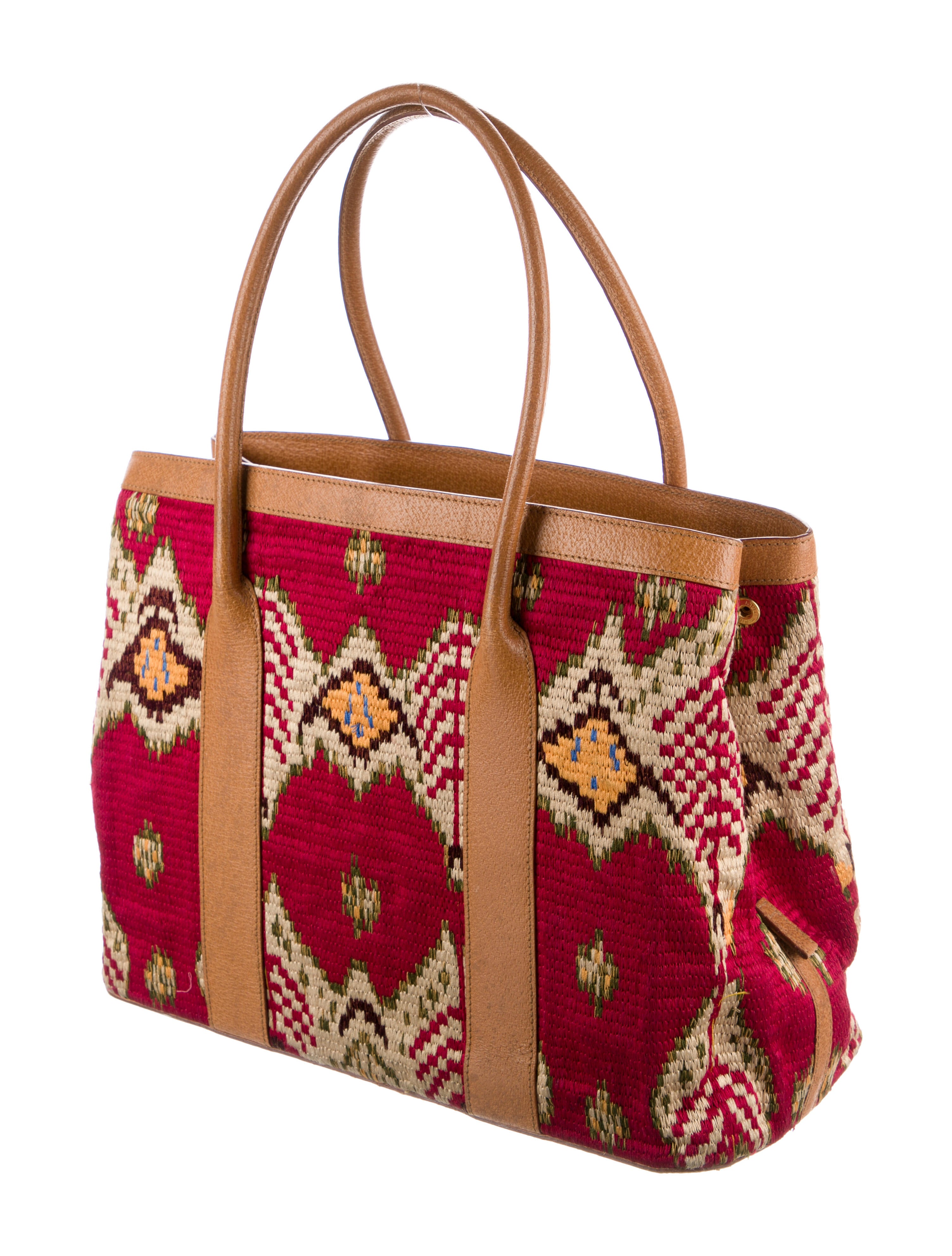 Oscar de la Renta Printed Canvas Tote - Blue Totes, Handbags - OSC70230 ...