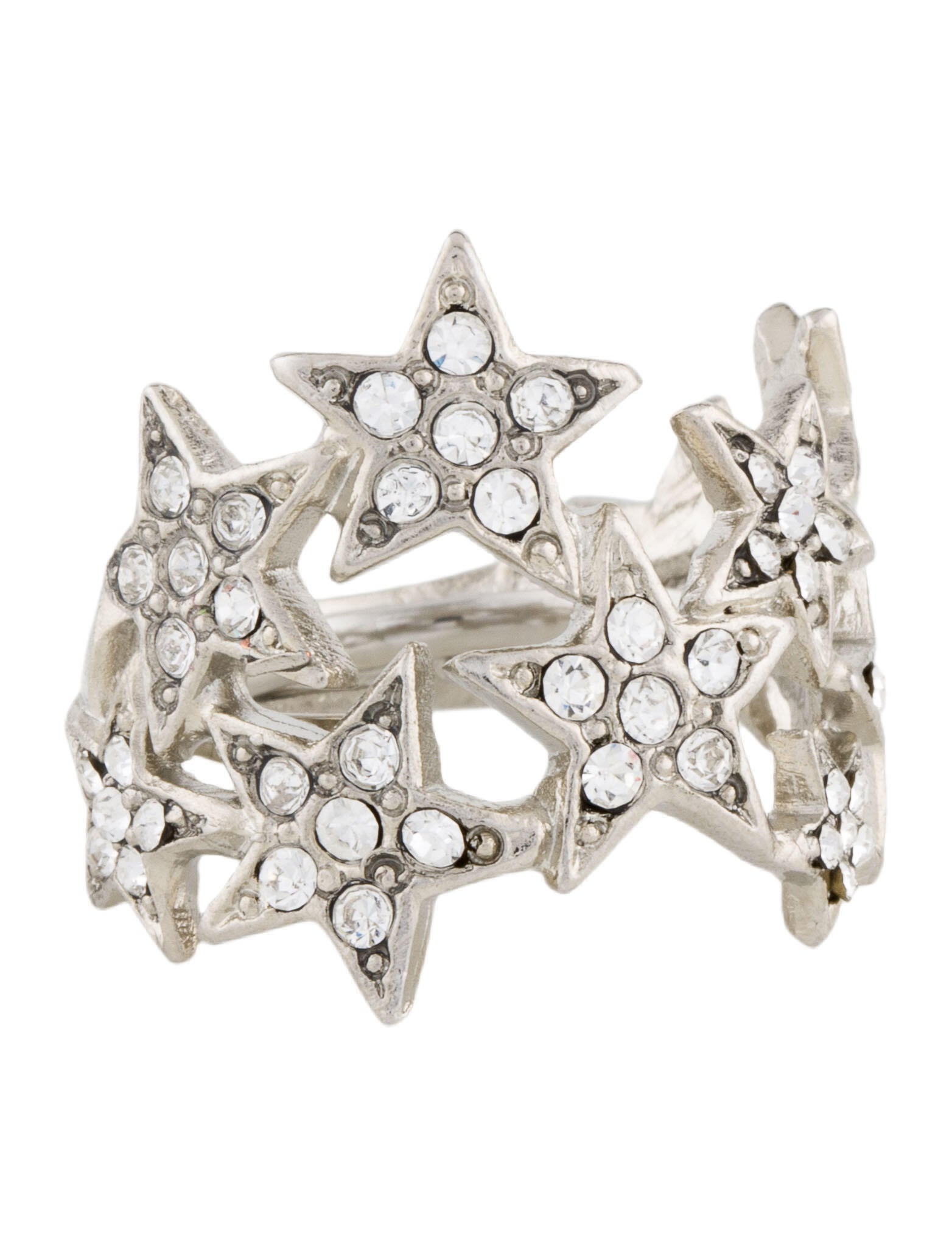 Oscar de la Renta Crystal Small Star Band Ring - Clear, Gold-Tone Metal ...