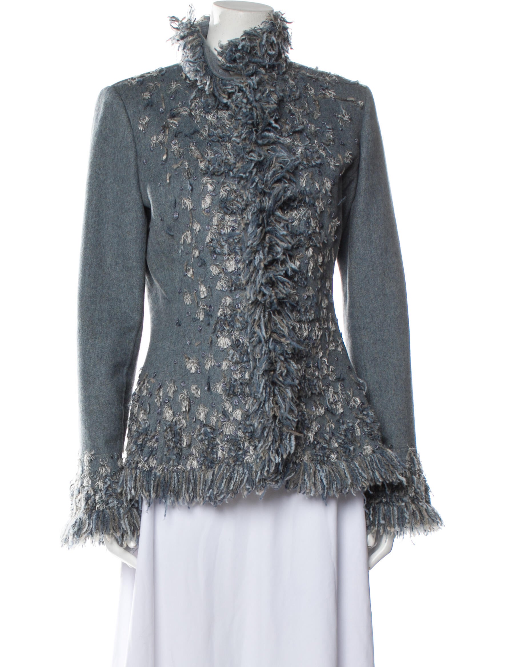 Lanvin Bishop Sleeve Mock Collar Jacket - White Jackets, Clothing ...