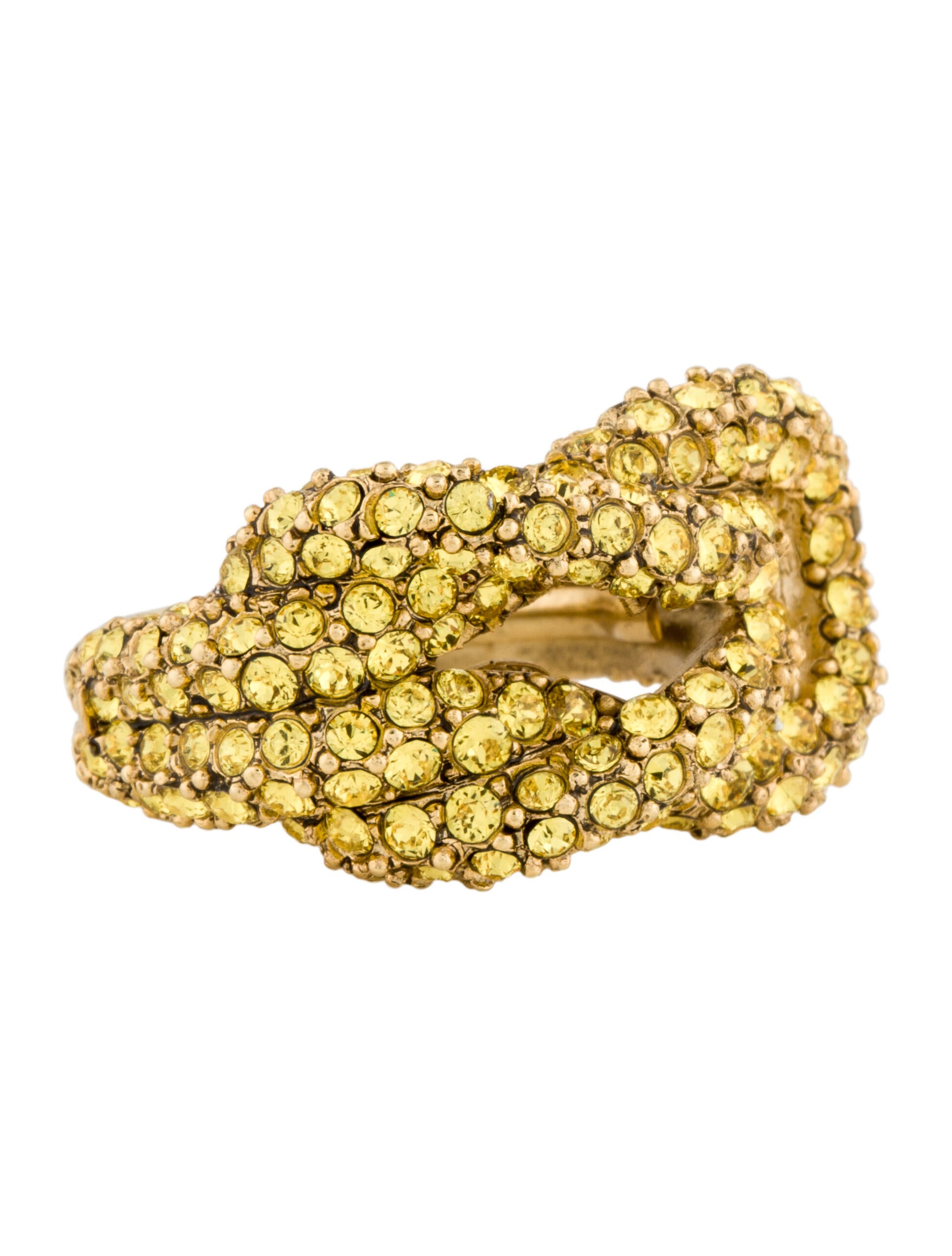 Oscar de la Renta Crystal Knot Cocktail Ring - Brass Cocktail Ring ...