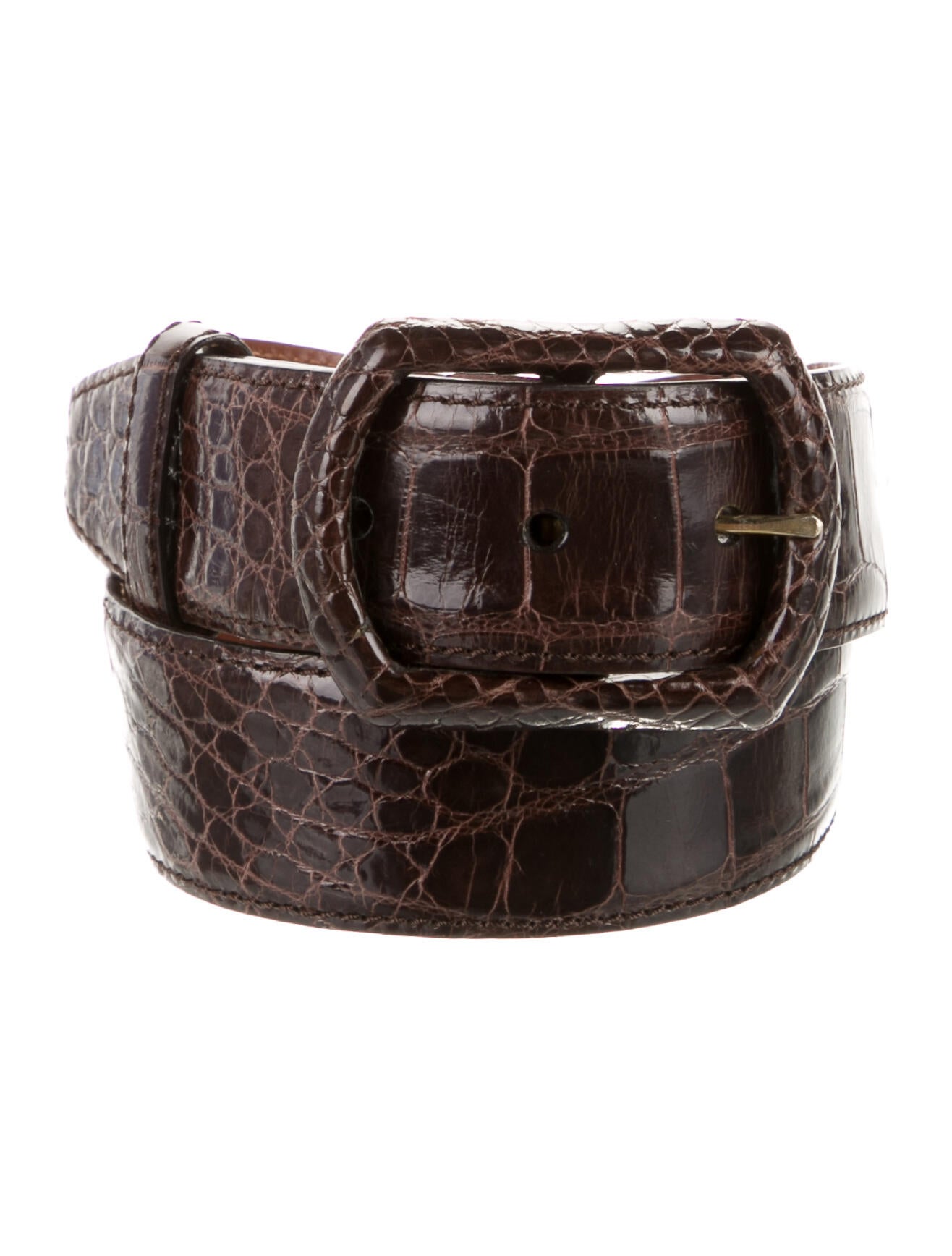 Oscar de la Renta Alligator Buckle - Brown Belts, Accessories ...