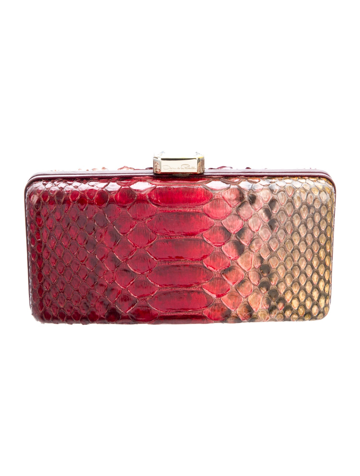 Oscar de la Renta Embellished Python Clutch - Red Clutches, Handbags - OSC224219 | The RealReal
