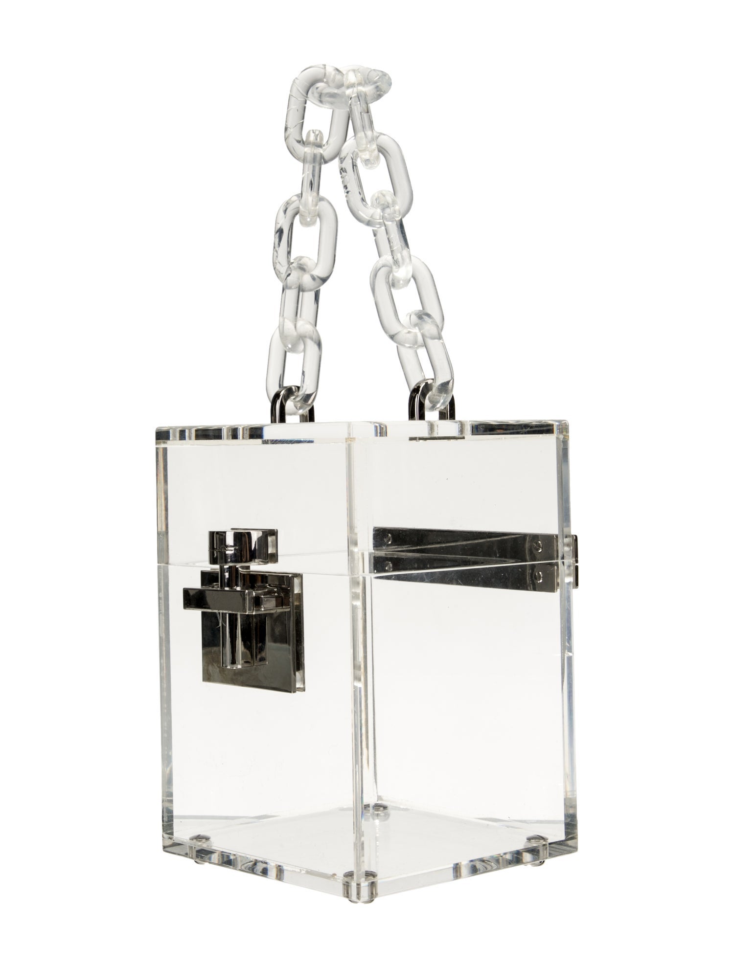 Oscar de la Renta Alibi Box Transparent Top-Handle Bag - Clear Handle ...