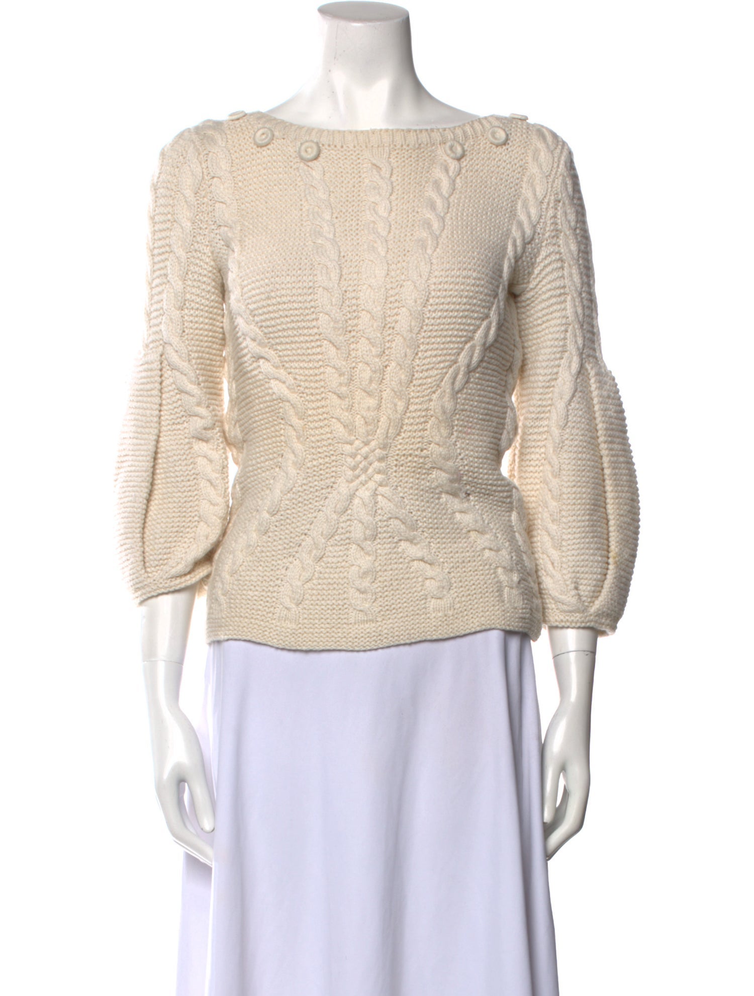 Oscar de la Renta Cashmere Patterned Sweater - Neutrals Knitwear ...