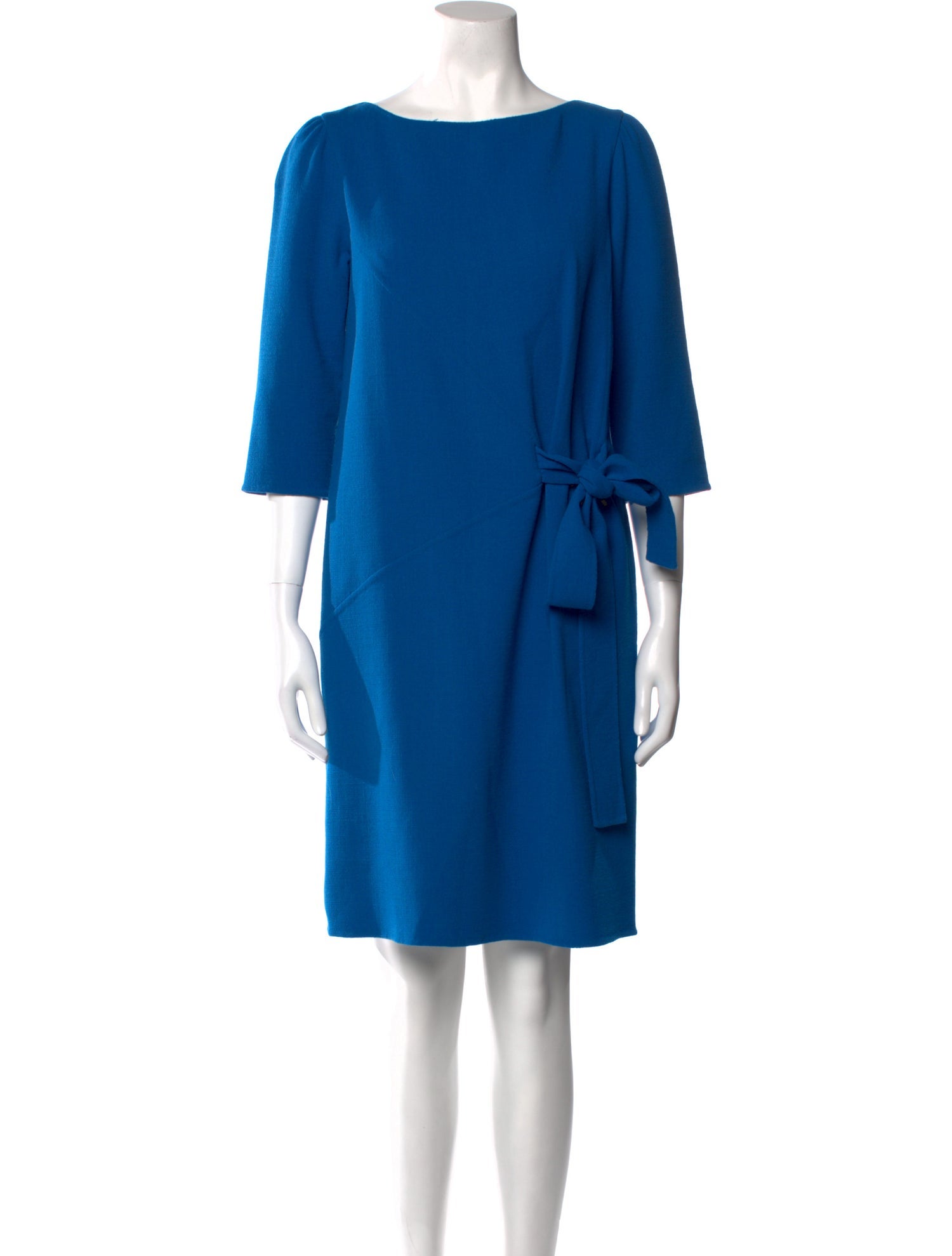 Oscar de la Renta Virgin Wool Knee-Length Dress - Blue Dresses ...