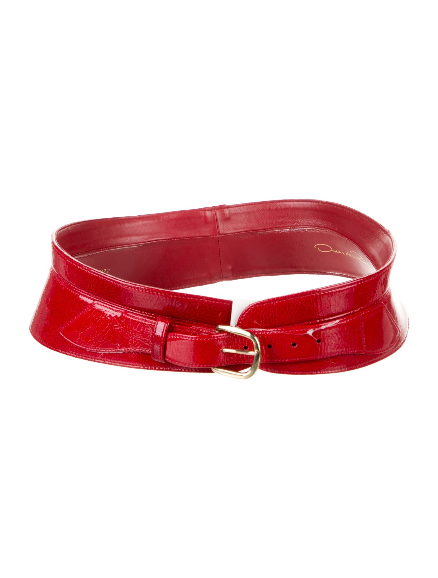 Oscar de la Renta Wide Patent Leather Waist Belt - Red Belts ...