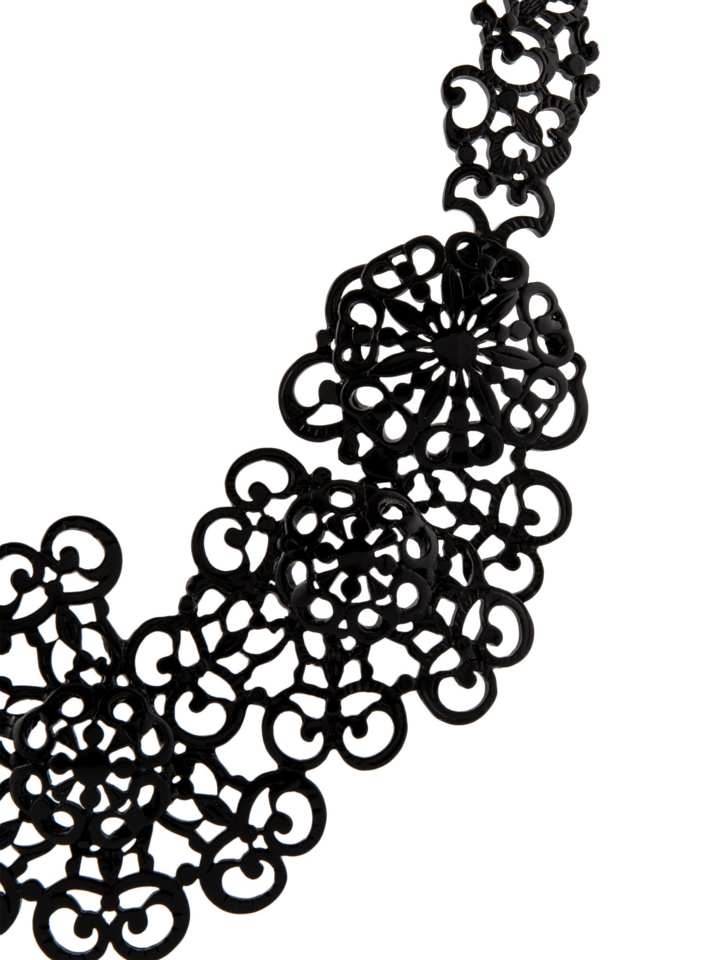 Oscar de la Renta Enamel Filigree Collar Necklace - Black, Brass Collar ...