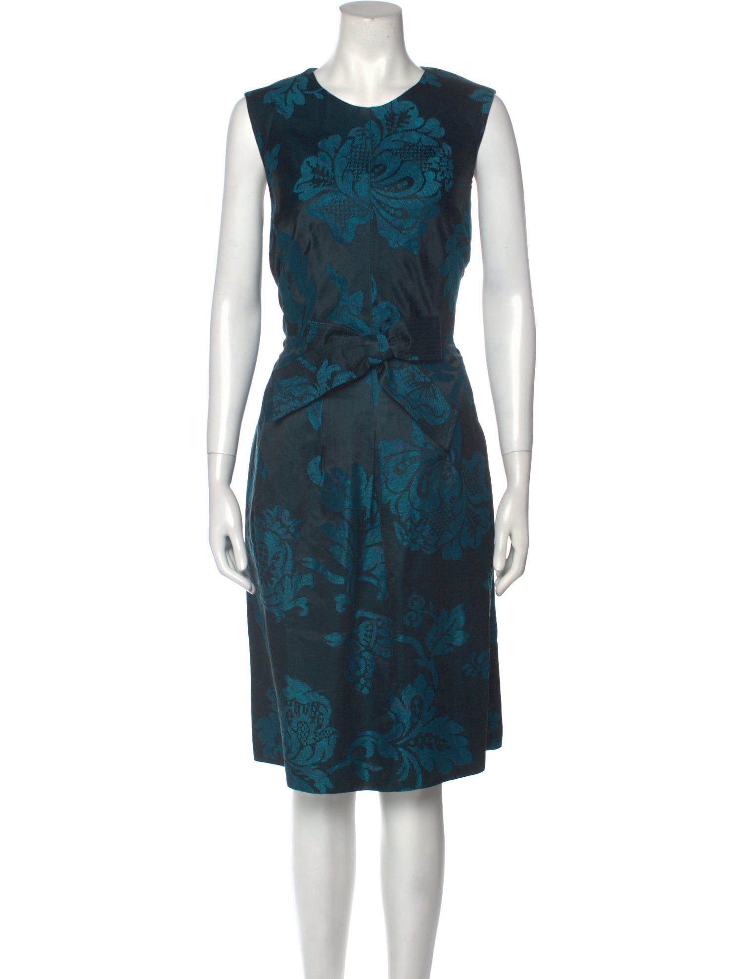 Oscar de la Renta Floral Print Midi Length Dress - Blue Dresses ...