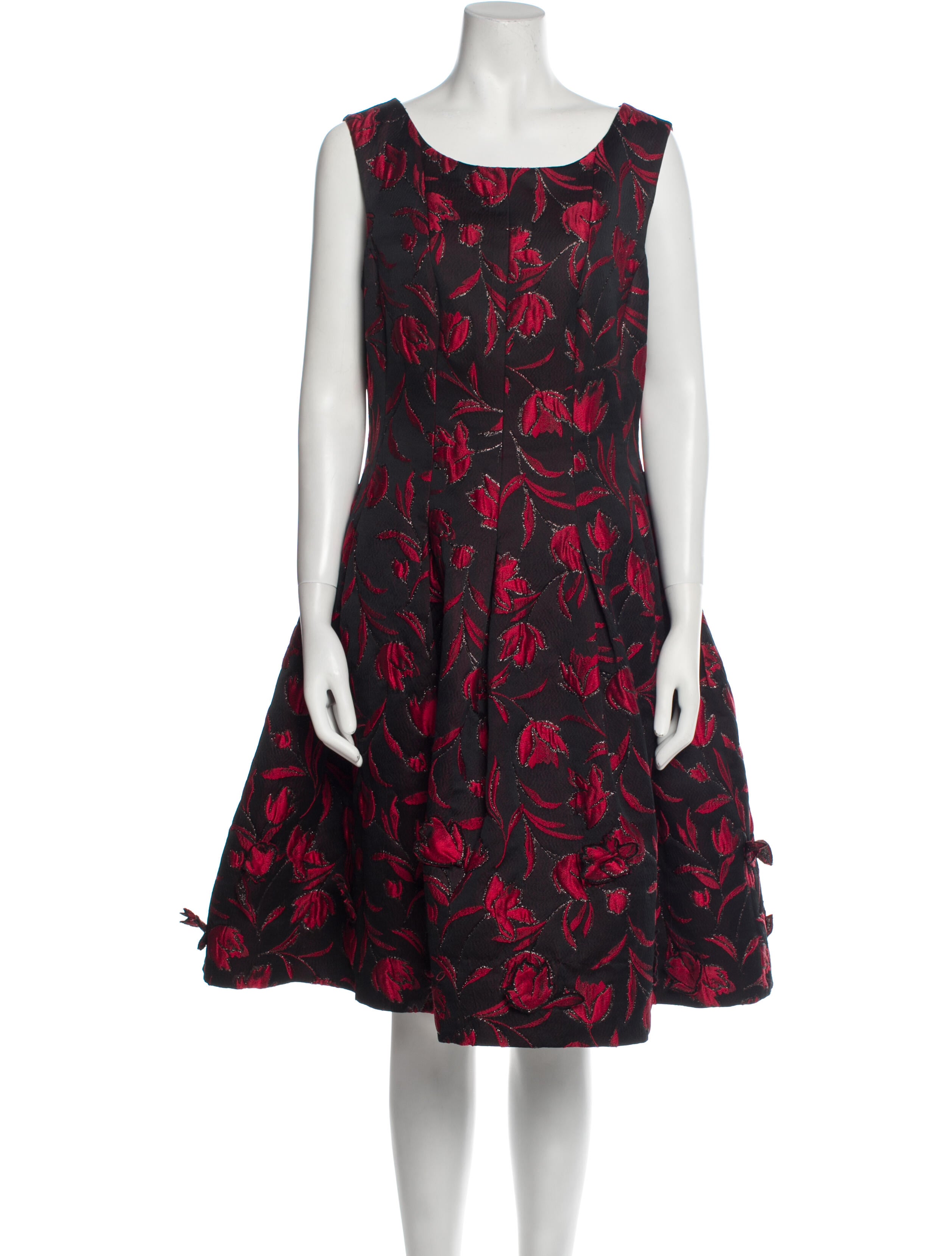 Oscar de la Renta Patterned Knee-Length Dress - Black Dresses, Clothing ...