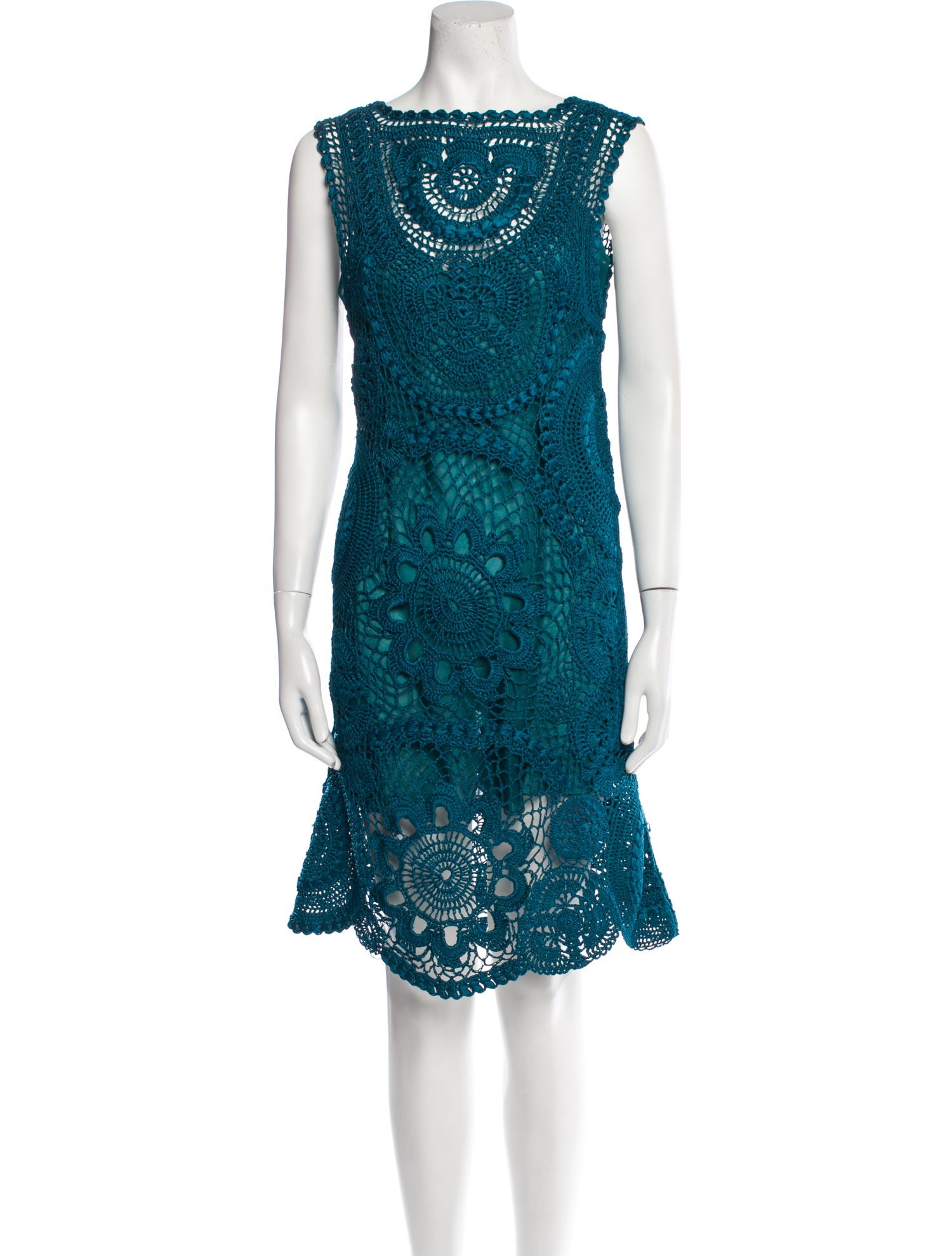 Oscar de la Renta Silk Knee-Length Dress - Blue Dresses, Clothing ...
